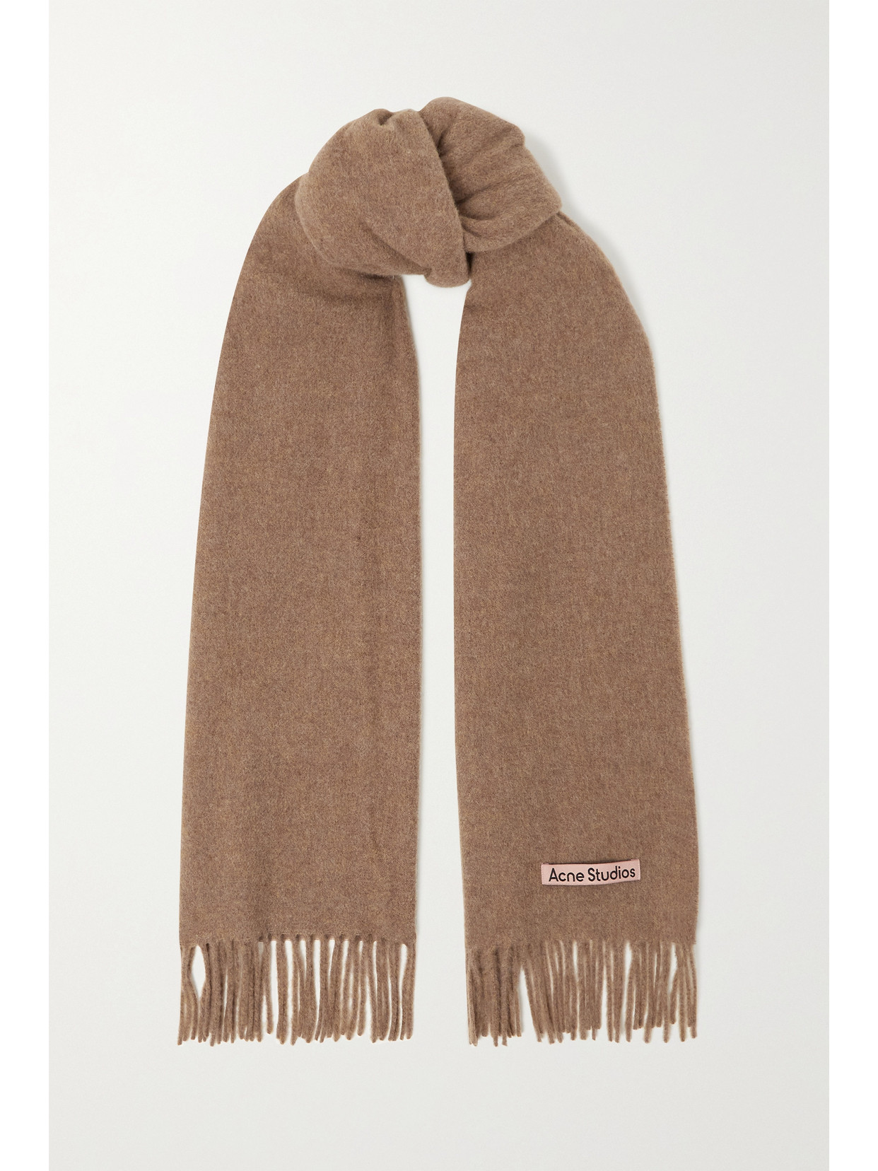 Acne Studios Canada Narrow Fringed Wool Scarf In Brown | ModeSens