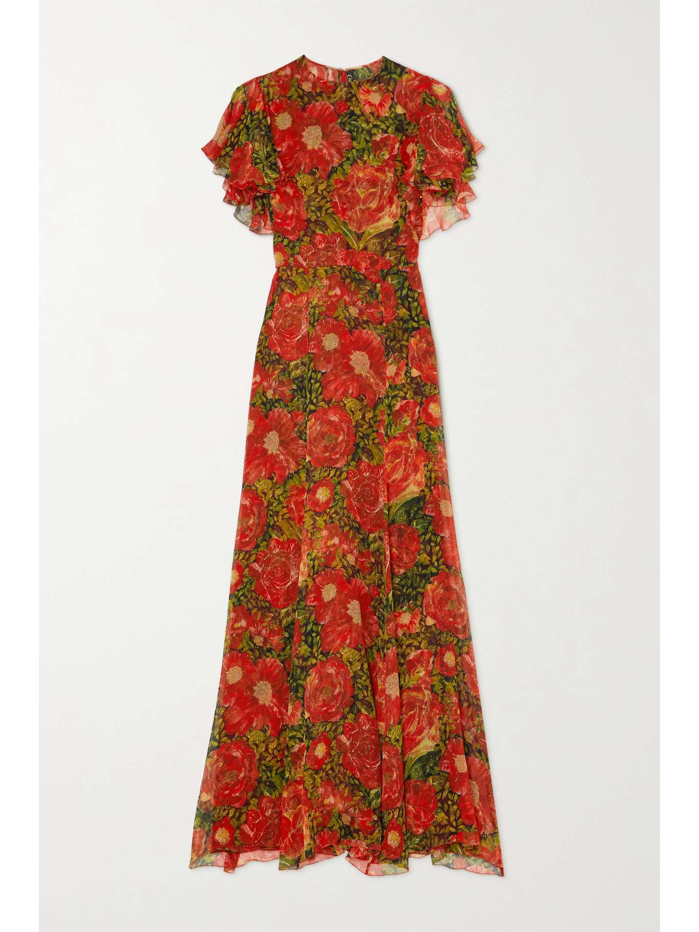 Red The Light Sleeper ruffled floral-print silk-georgette maxi dress ...