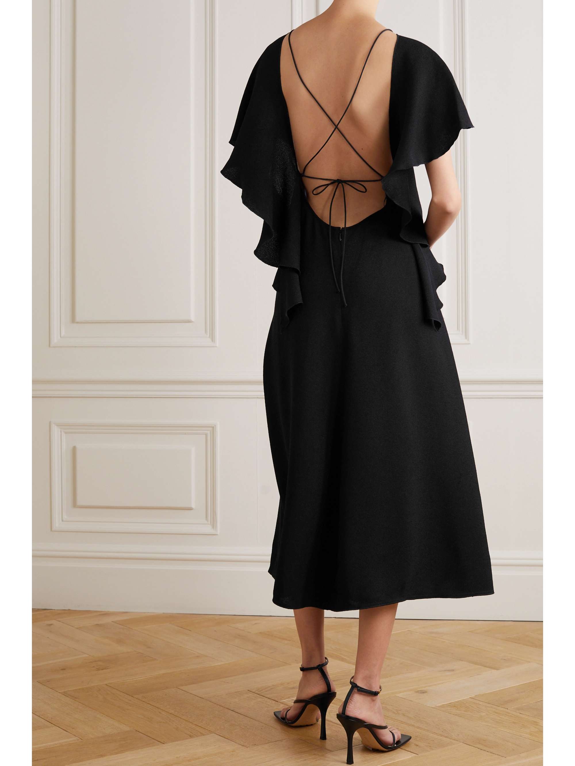Victoria Beckham Open Back Crepe Midi Dress Net A Porter