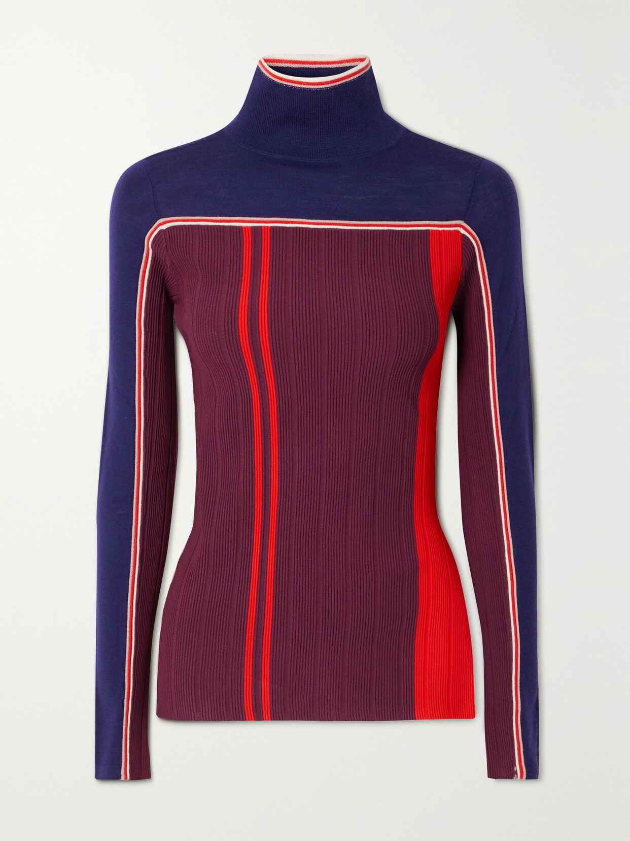 Roksanda Cordelia Color-block Ribbed-knit Turtleneck Sweater In ...