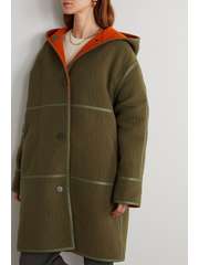 LOEWE Hooded leather-trimmed wool-felt coat | NET-A-PORTER