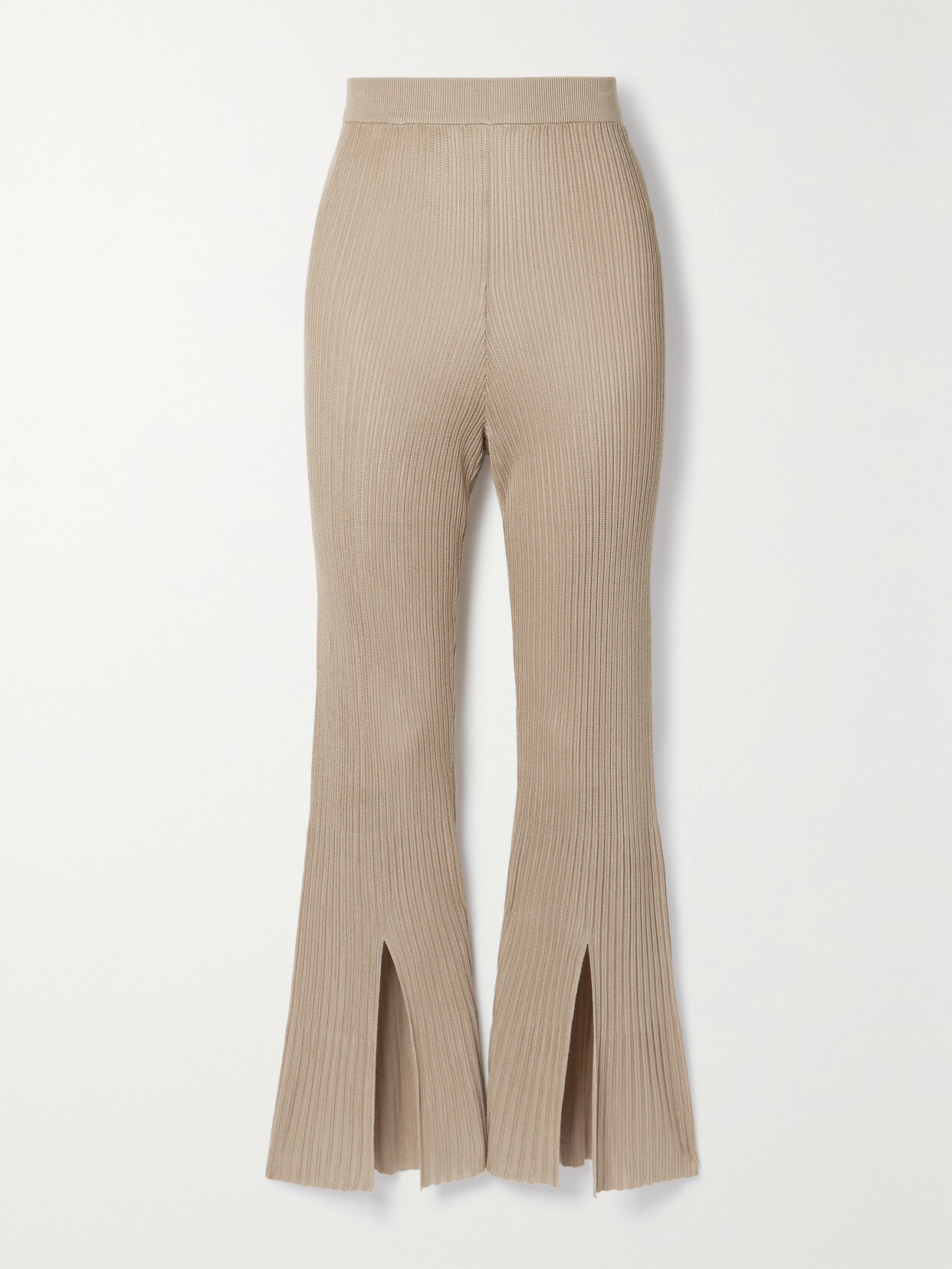 Cult Gaia Dalia Ribbed-knit Flared Pants In Sand | ModeSens