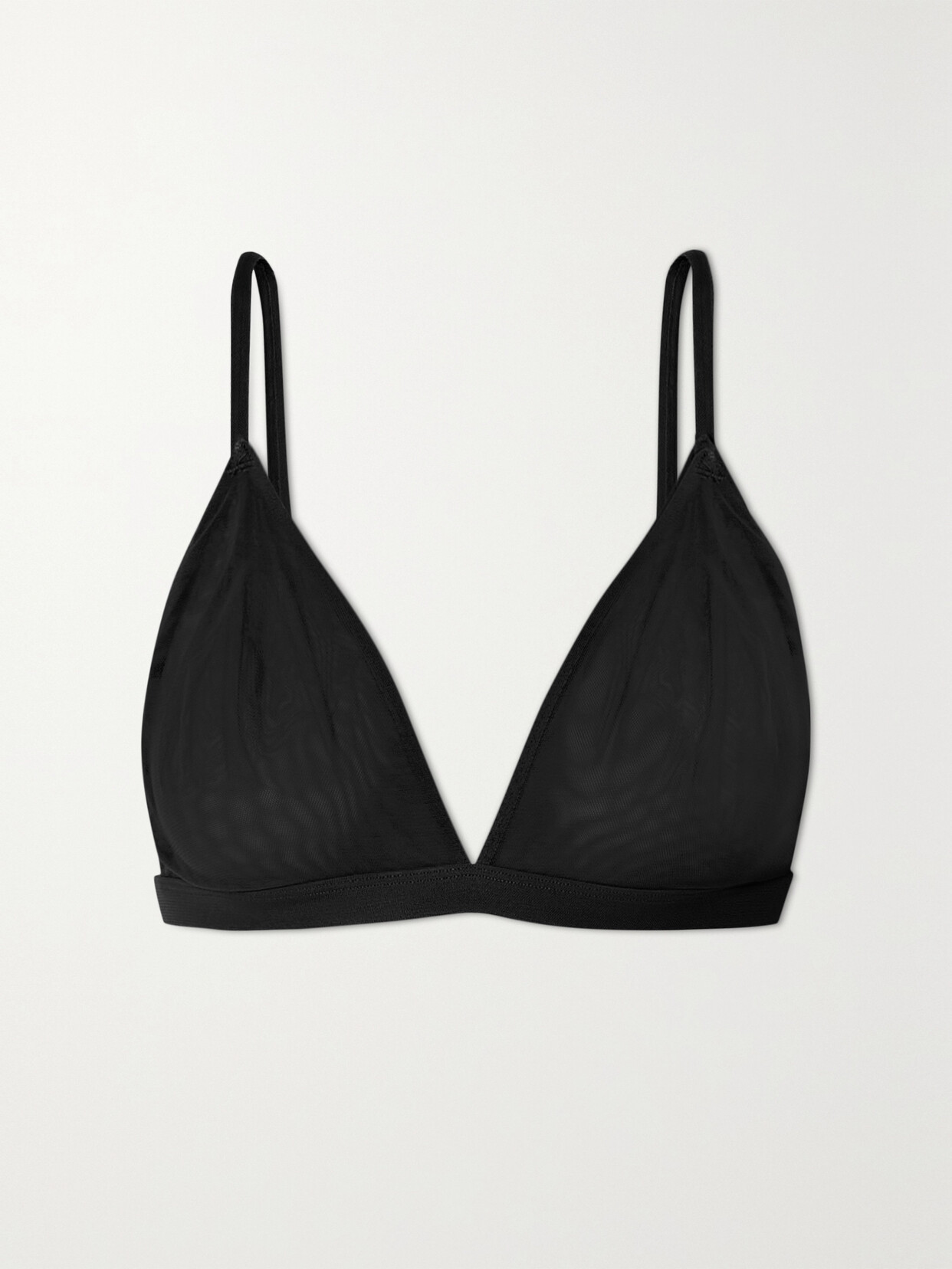 Skims Black Summer Mesh Strappy Triangle Bralette In Onyx | ModeSens