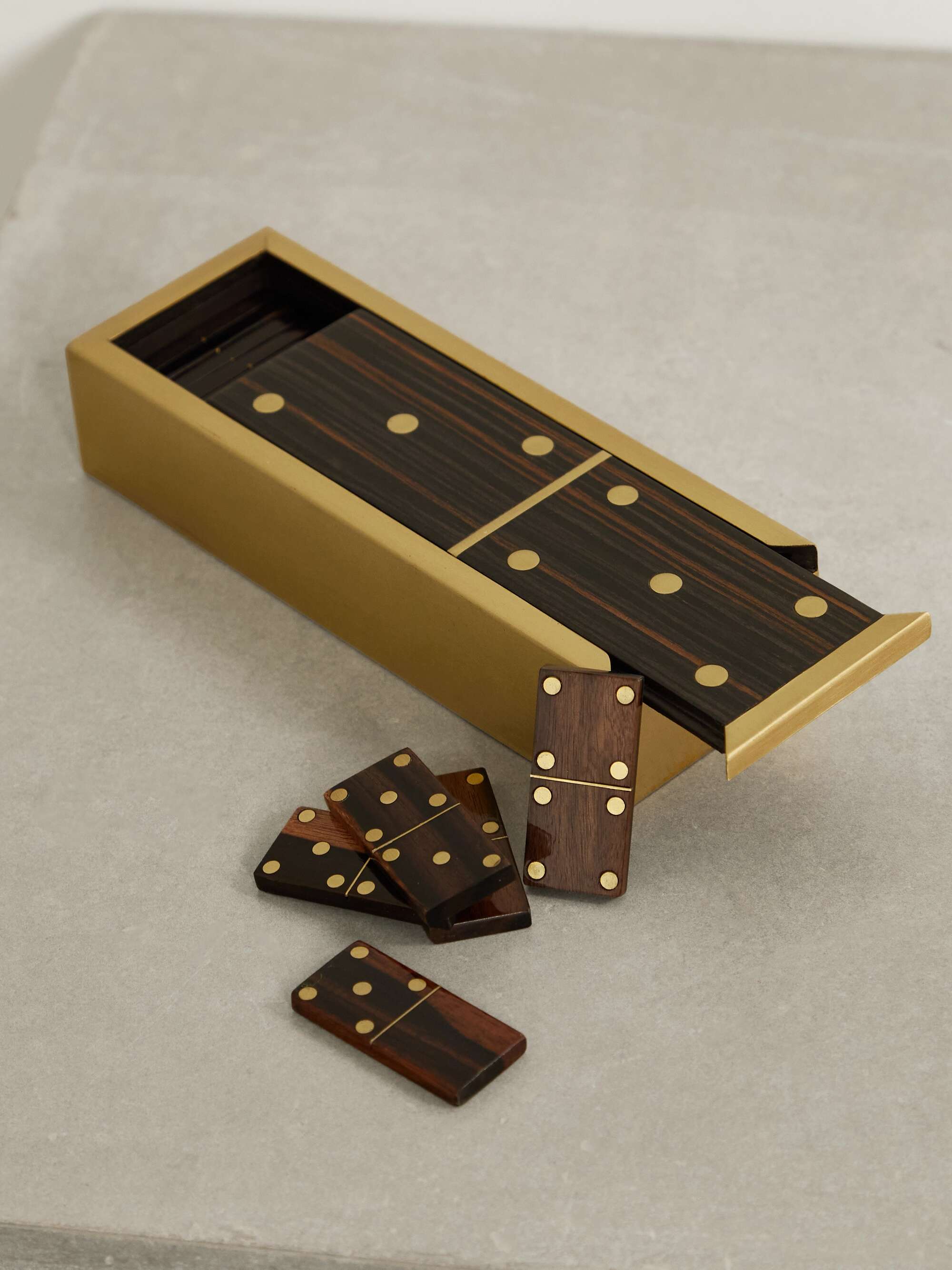 L'OBJET Deco wood and brass dominoes set | NET-A-PORTER