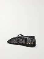 ALAÏA Patent leather-trimmed mesh ballet flats | NET-A-PORTER