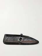 ALAÏA Patent leather-trimmed mesh ballet flats | NET-A-PORTER