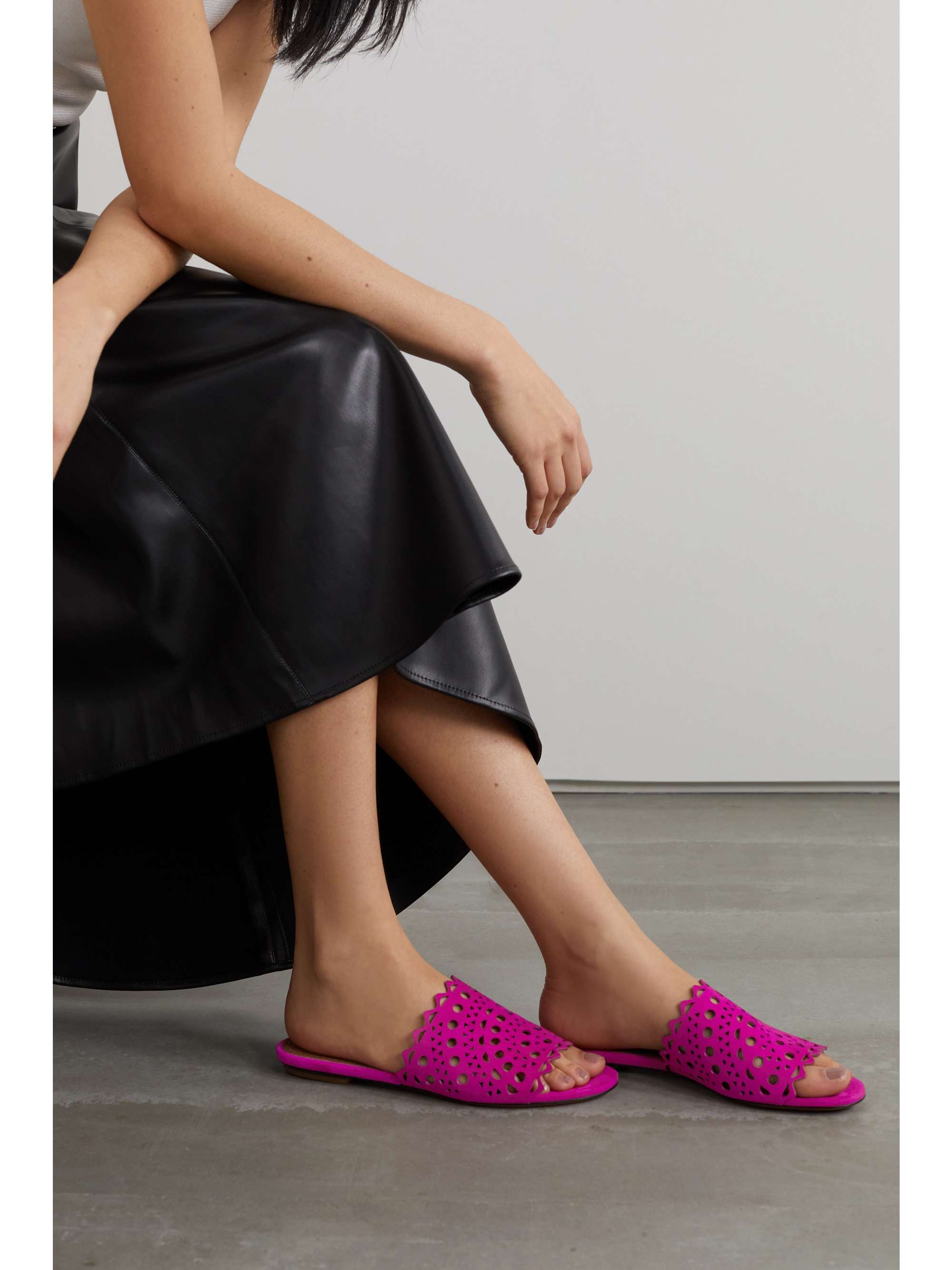ALAÏA Laser-cut suede slides | NET-A-PORTER
