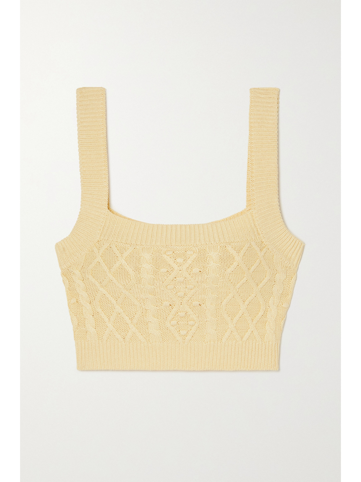 Loulou Studio Dune Cable Knit Stretch Silk & Linen Bra Top In Yellow ...