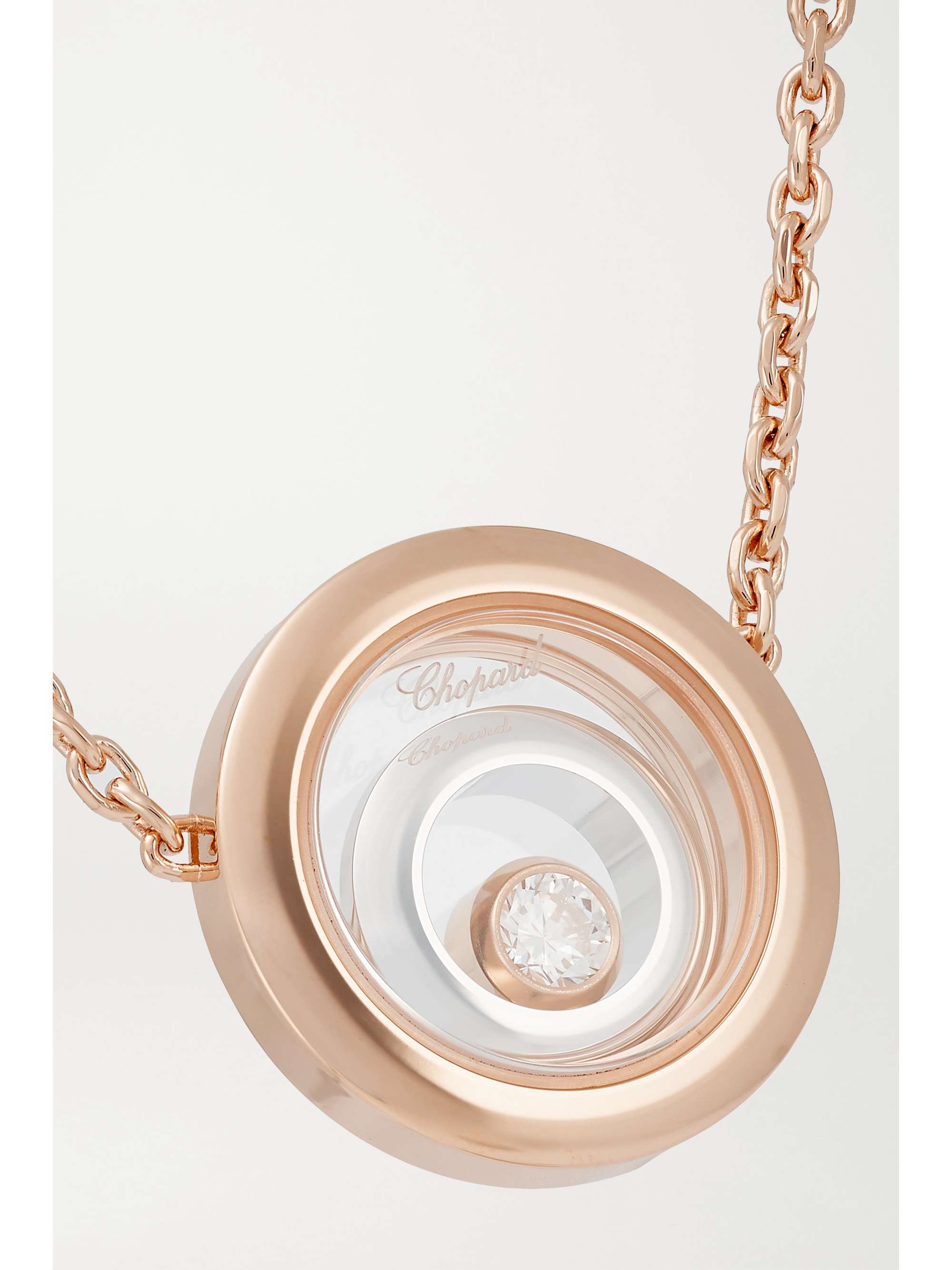 CHOPARD Happy Spirit 18-karat rose and white gold diamond necklace ...