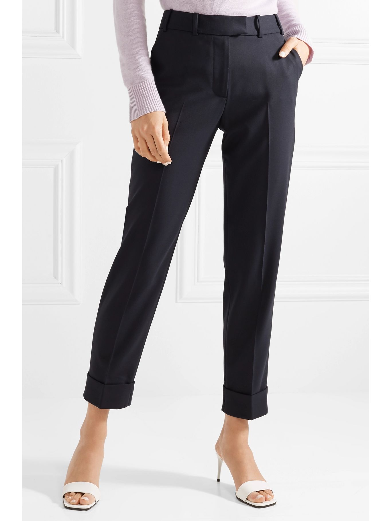 Navy Stretch-cady straight-leg pants | CEFINN | NET-A-PORTER
