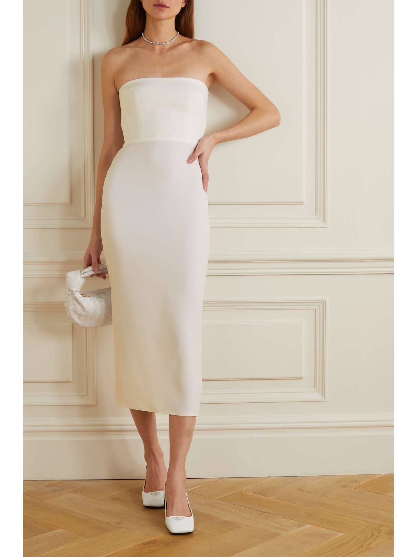 ALEX PERRY Callan strapless crepe midi dress | NET-A-PORTER