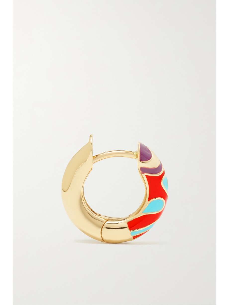 ALISON LOU Trippy 14-karat gold and enamel hoop earrings | NET-A-PORTER