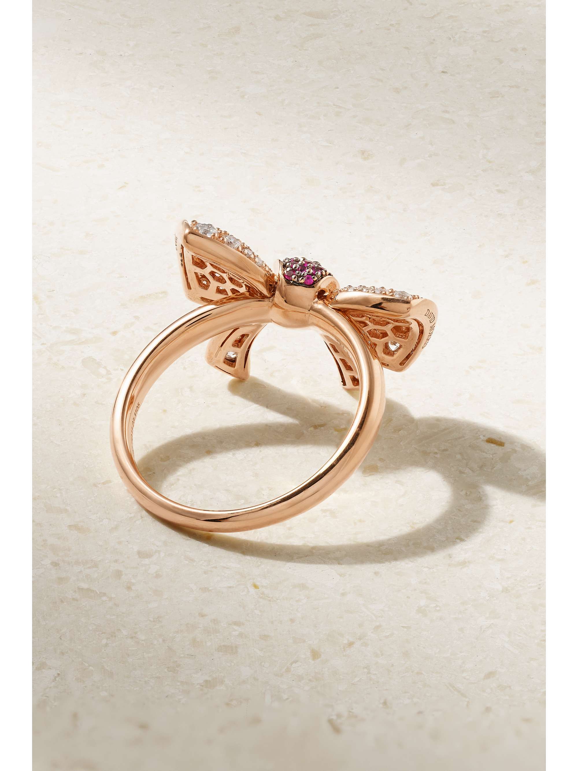 DAVID MORRIS Beaux Small 18-karat rose gold, diamond and ruby ring | NET-A-PORTER