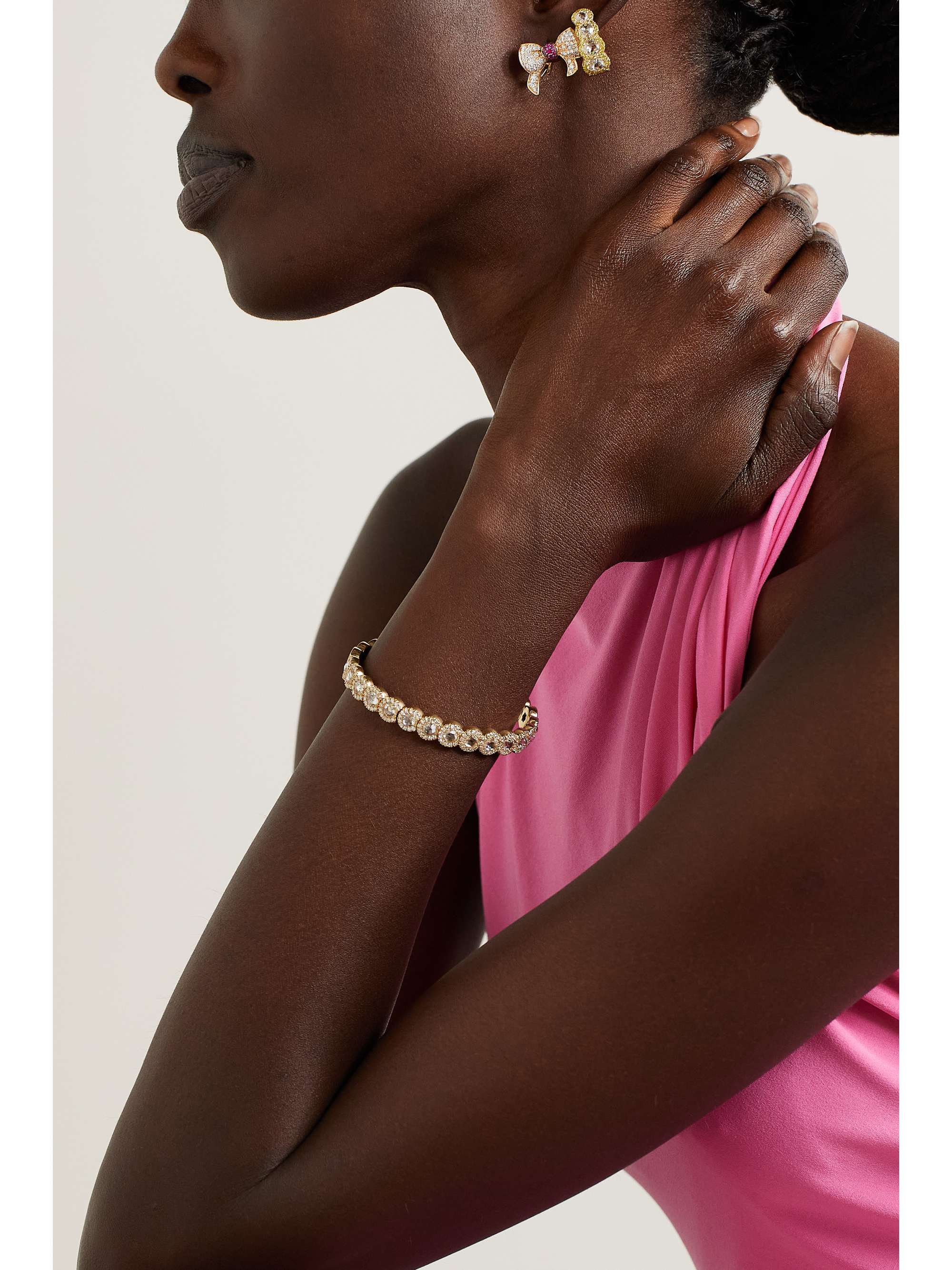 DAVID MORRIS Beaux 18-karat rose gold, diamond and ruby earrings | NET-A-PORTER