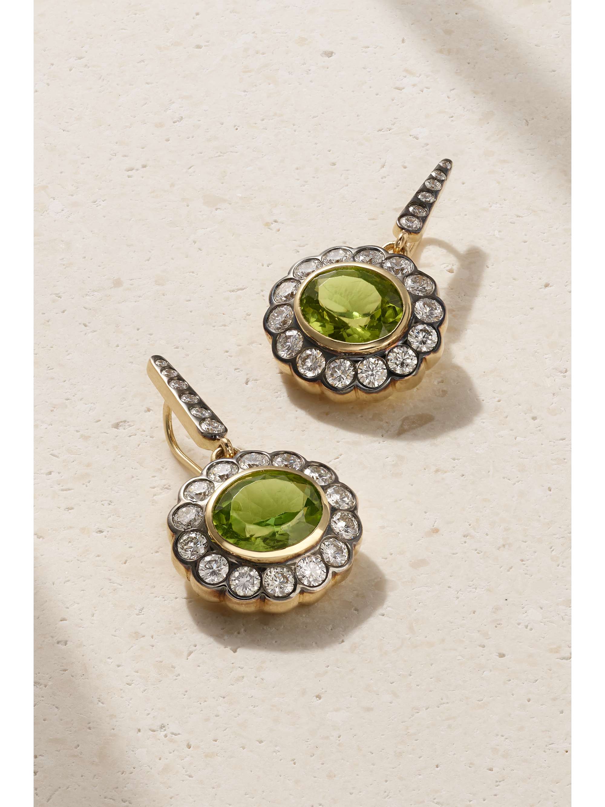 MARLO LAZ Alexandra 14-karat gold, diamond and peridot earrings | NET-A ...