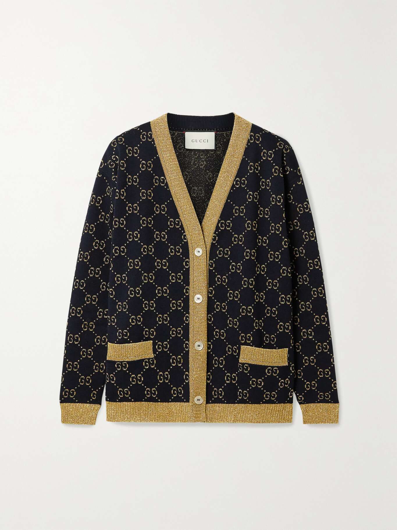 GUCCI Metallic jacquard-knit cotton-blend cardigan | NET-A-PORTER
