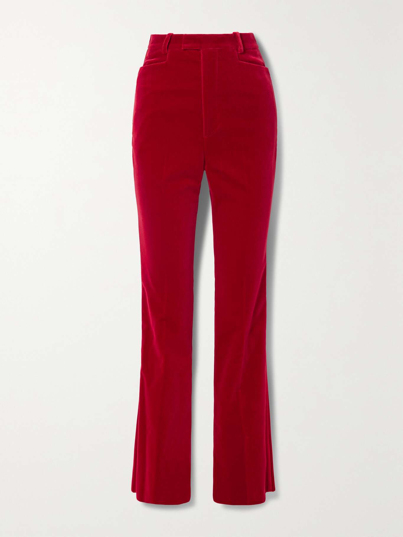 GUCCI Aria silk-trimmed stretch-cotton velvet straight-leg pants | NET ...