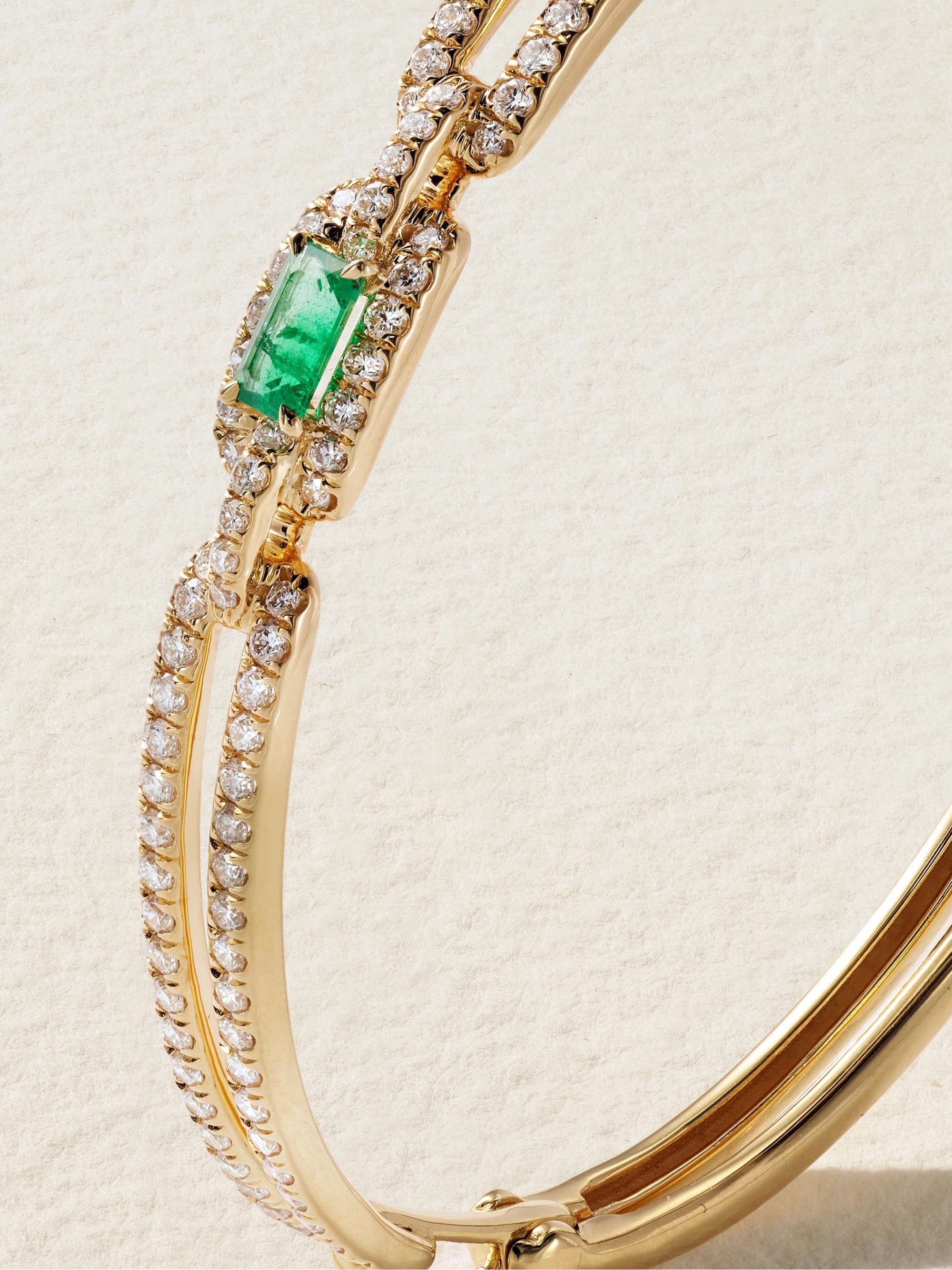 DAVID YURMAN Stax 18-karat gold, diamond and emerald bracelet | NET-A ...