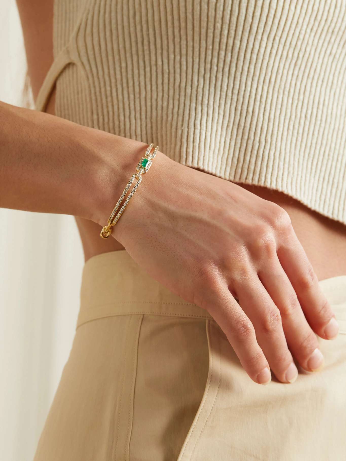 DAVID YURMAN Stax 18-karat gold, diamond and emerald bracelet | NET-A ...