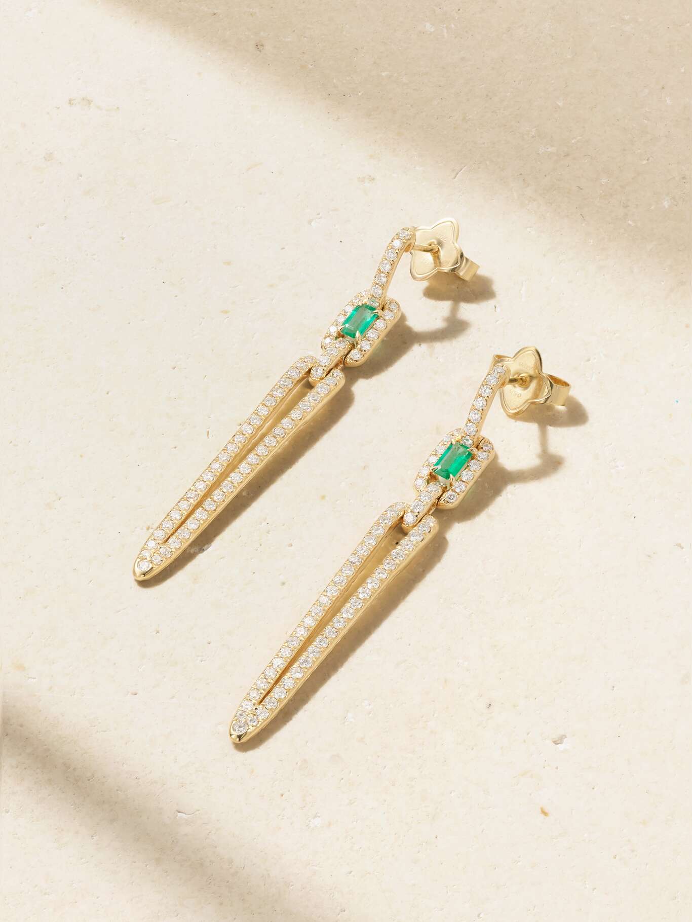 DAVID YURMAN Stax 18-karat gold, diamond and emerald earrings | NET-A ...