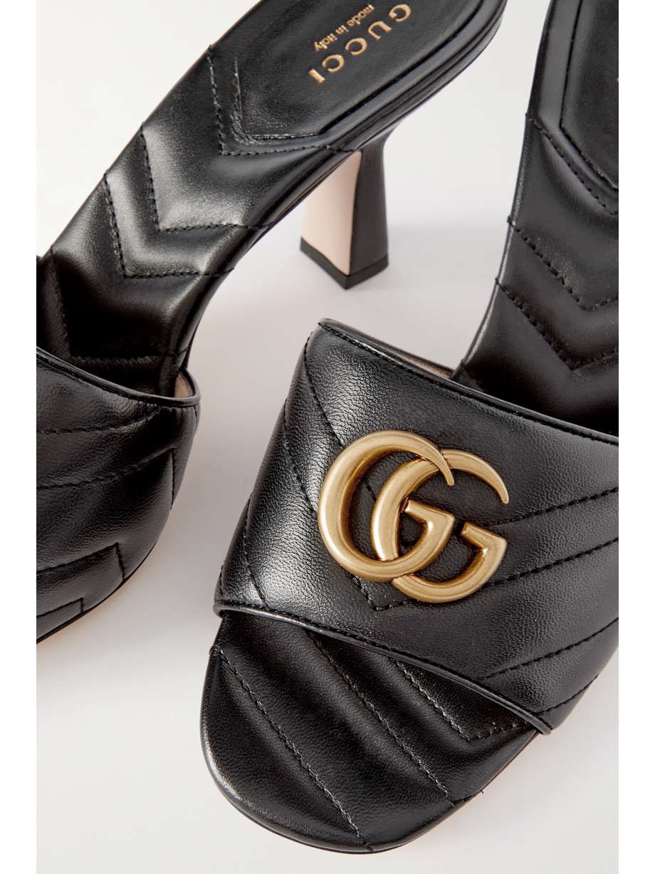 GUCCI Marmont logo-embellished quilted leather mules | NET-A-PORTER