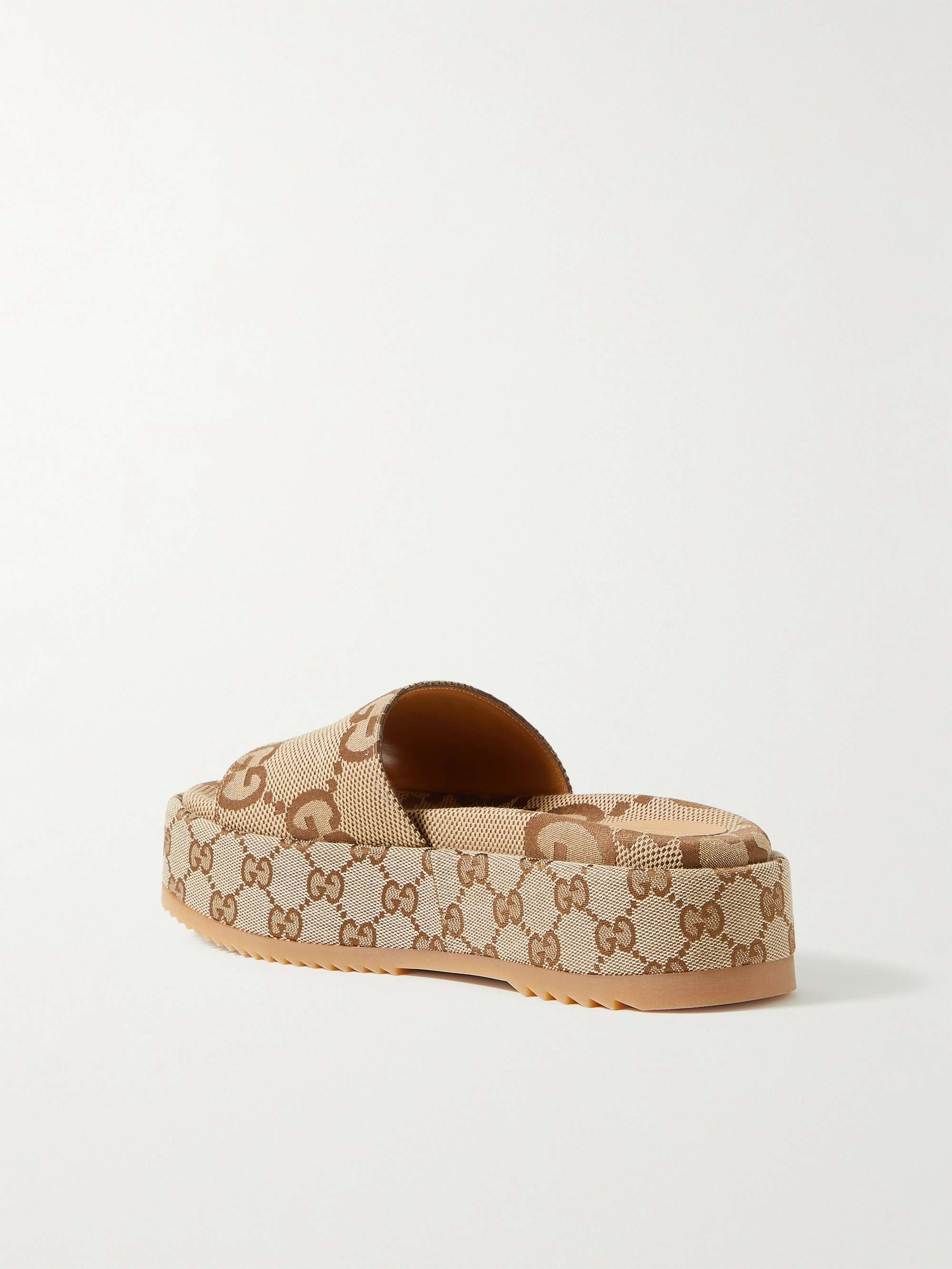 GUCCI Angelina logo-jacquard coated-canvas platform slides | NET-A-PORTER