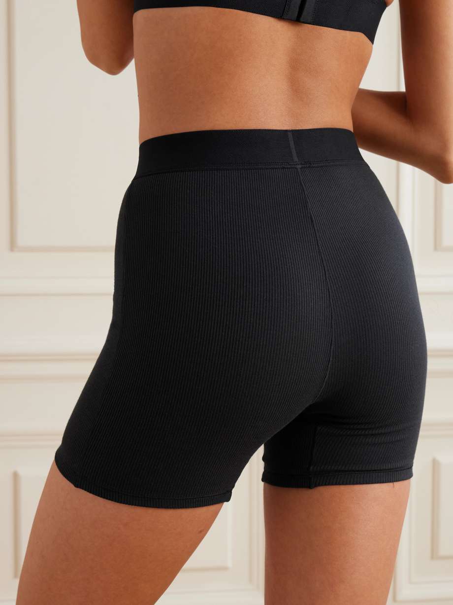 SKIMS Cotton Collection ribbed cotton-blend jersey boxer shorts - Soot ...