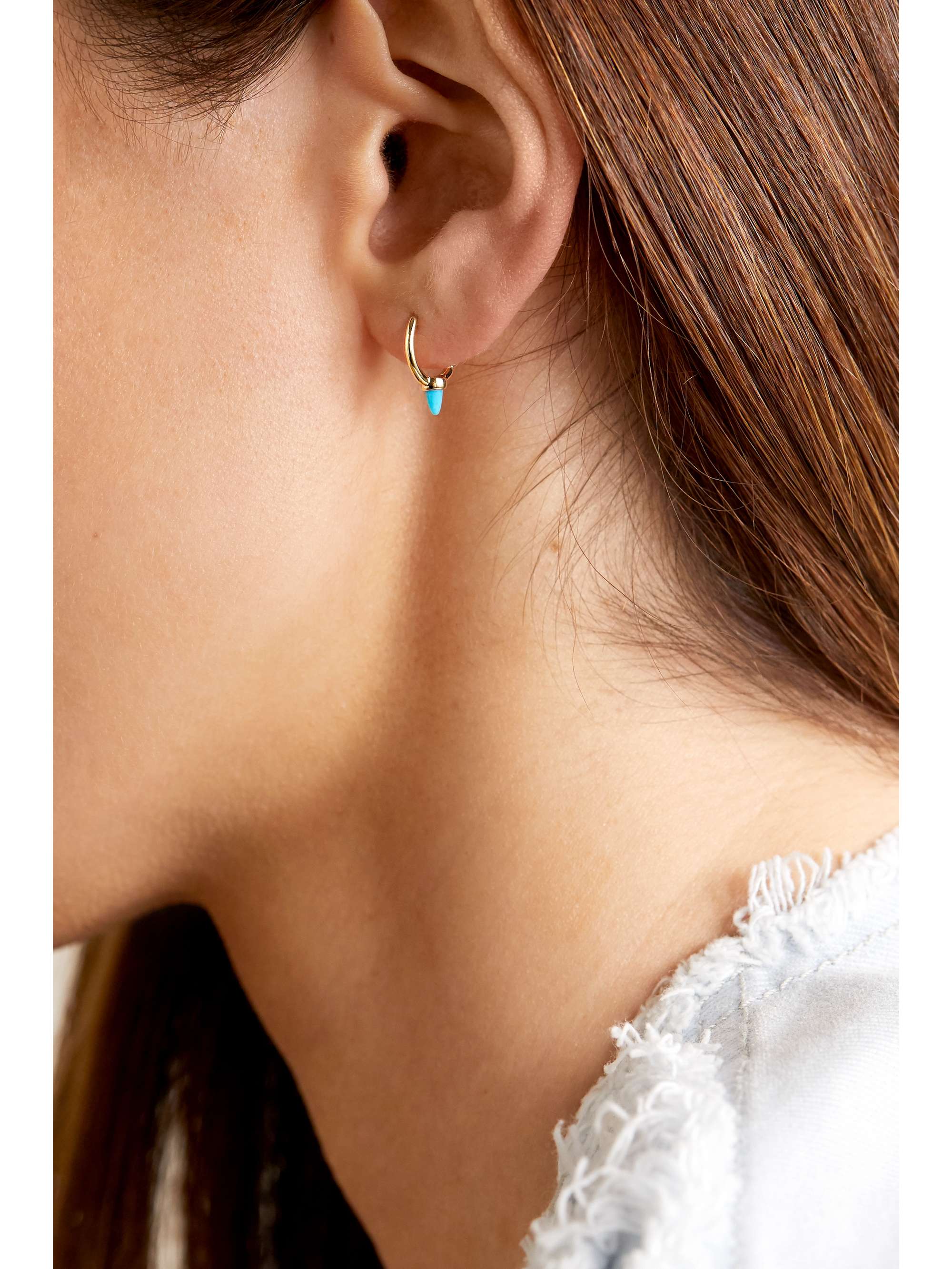 MARIA TASH 8mm 14-karat gold turquoise hoop earring | NET-A-PORTER