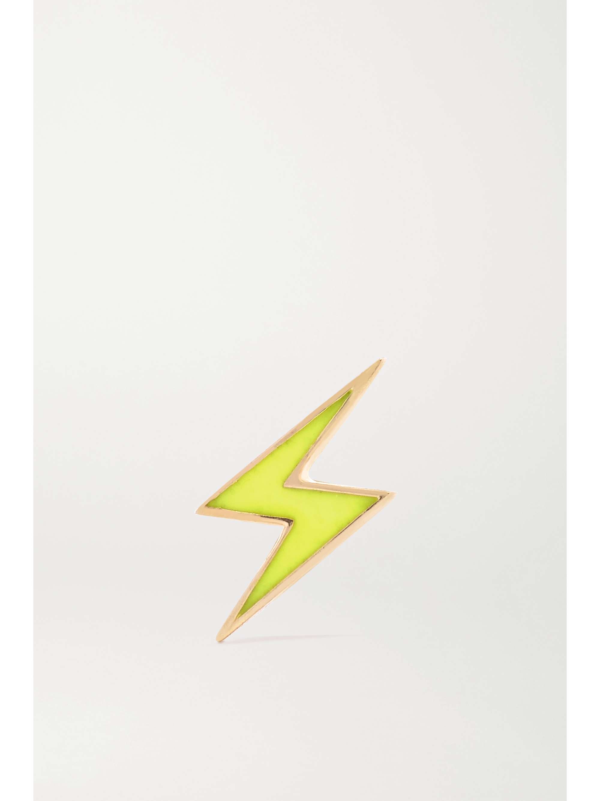 ALISON LOU Lightning Bolt 14-karat gold and enamel earring | NET-A-PORTER