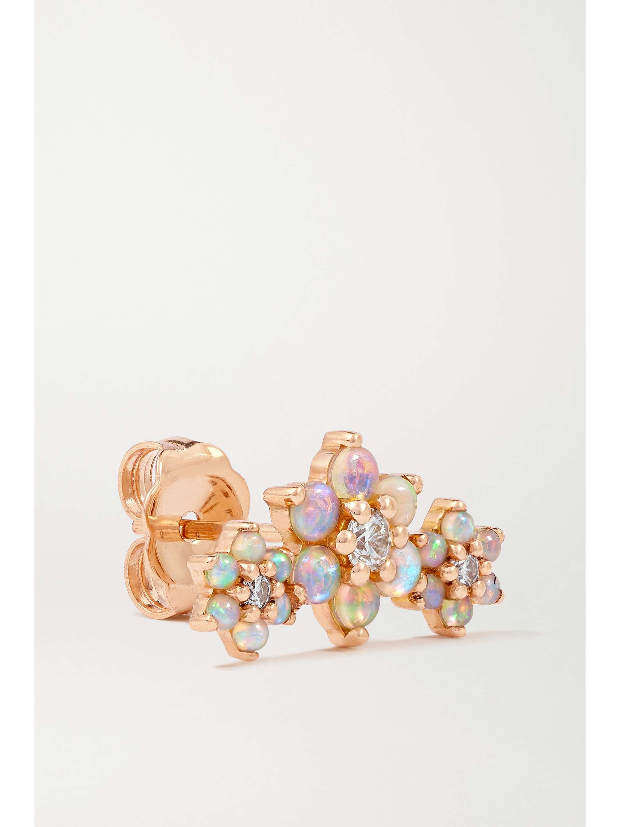 MARIA TASH Flower Garland 18-karat rose gold, opal and diamond earring ...