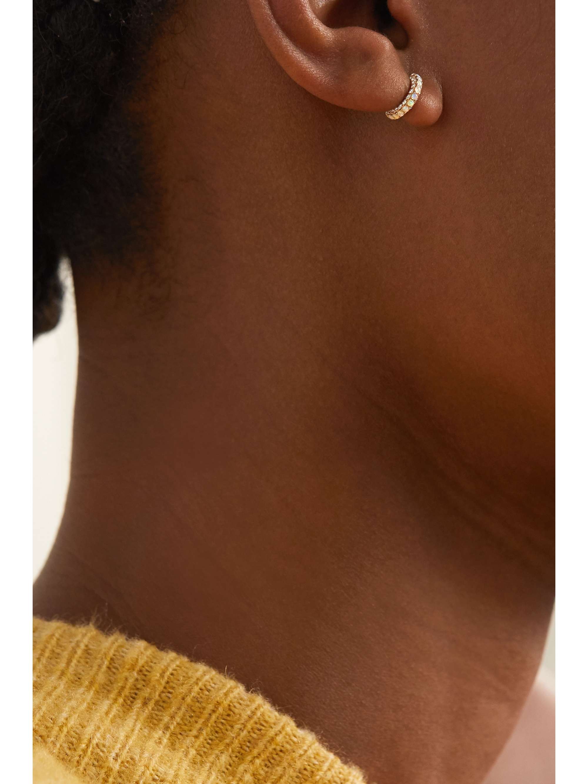 MARIA TASH 5mm 18-karat rose gold, opal and diamond hoop earring | NET ...