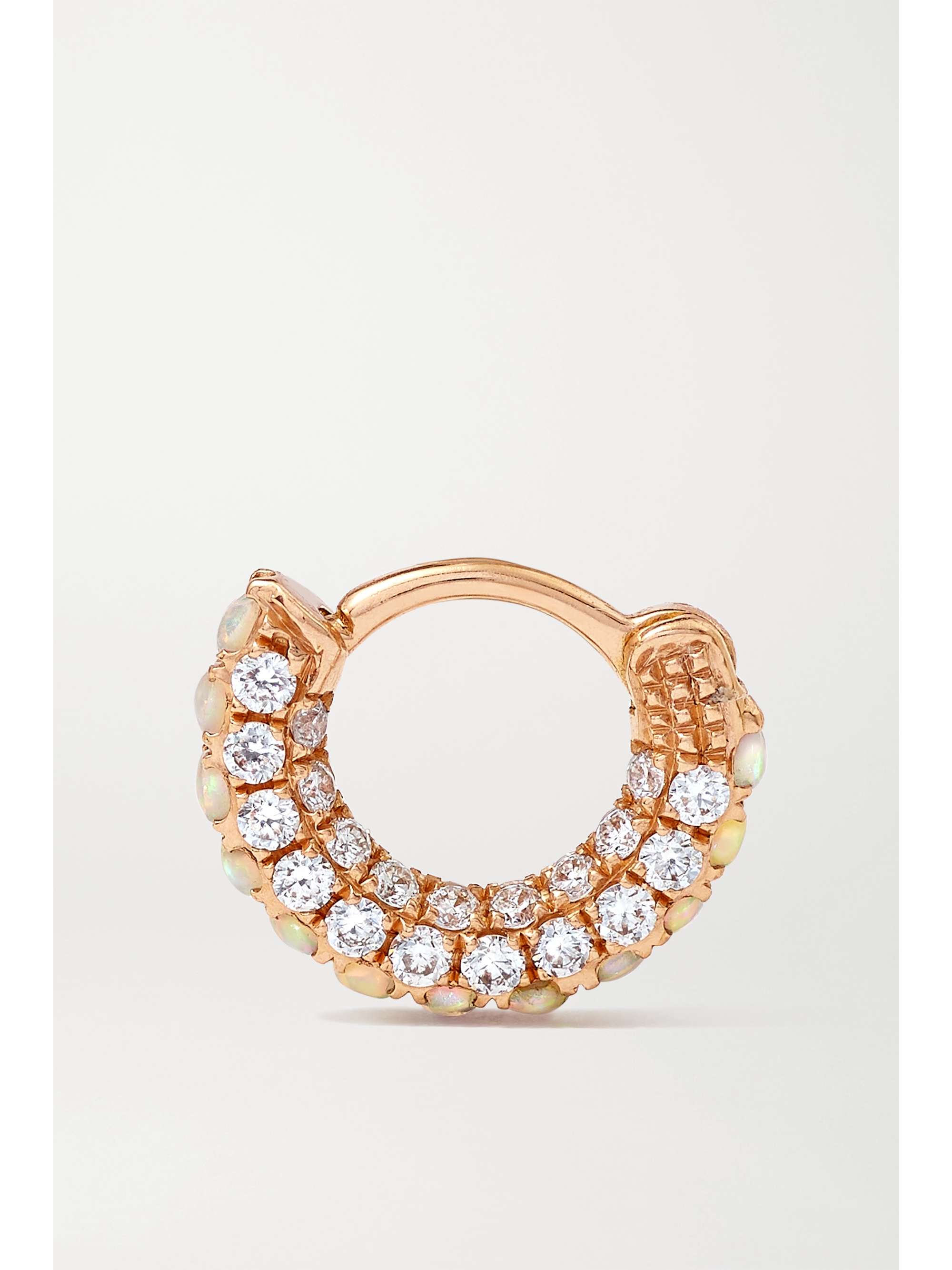 MARIA TASH 5mm 18-karat rose gold, opal and diamond hoop earring | NET ...