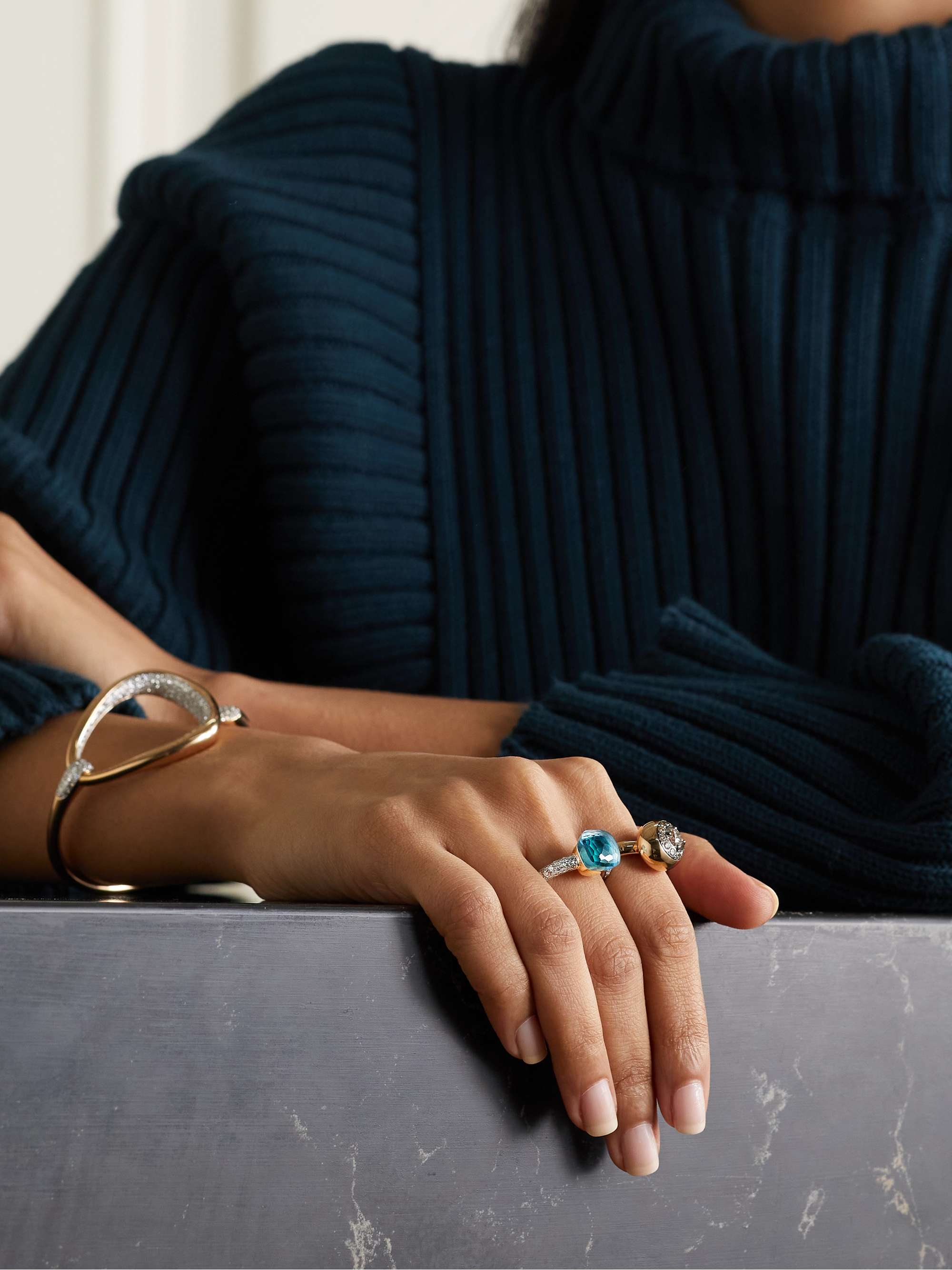 POMELLATO Nudo Classic 18-karat white and rose gold multi-stone ring | NET-A-PORTER