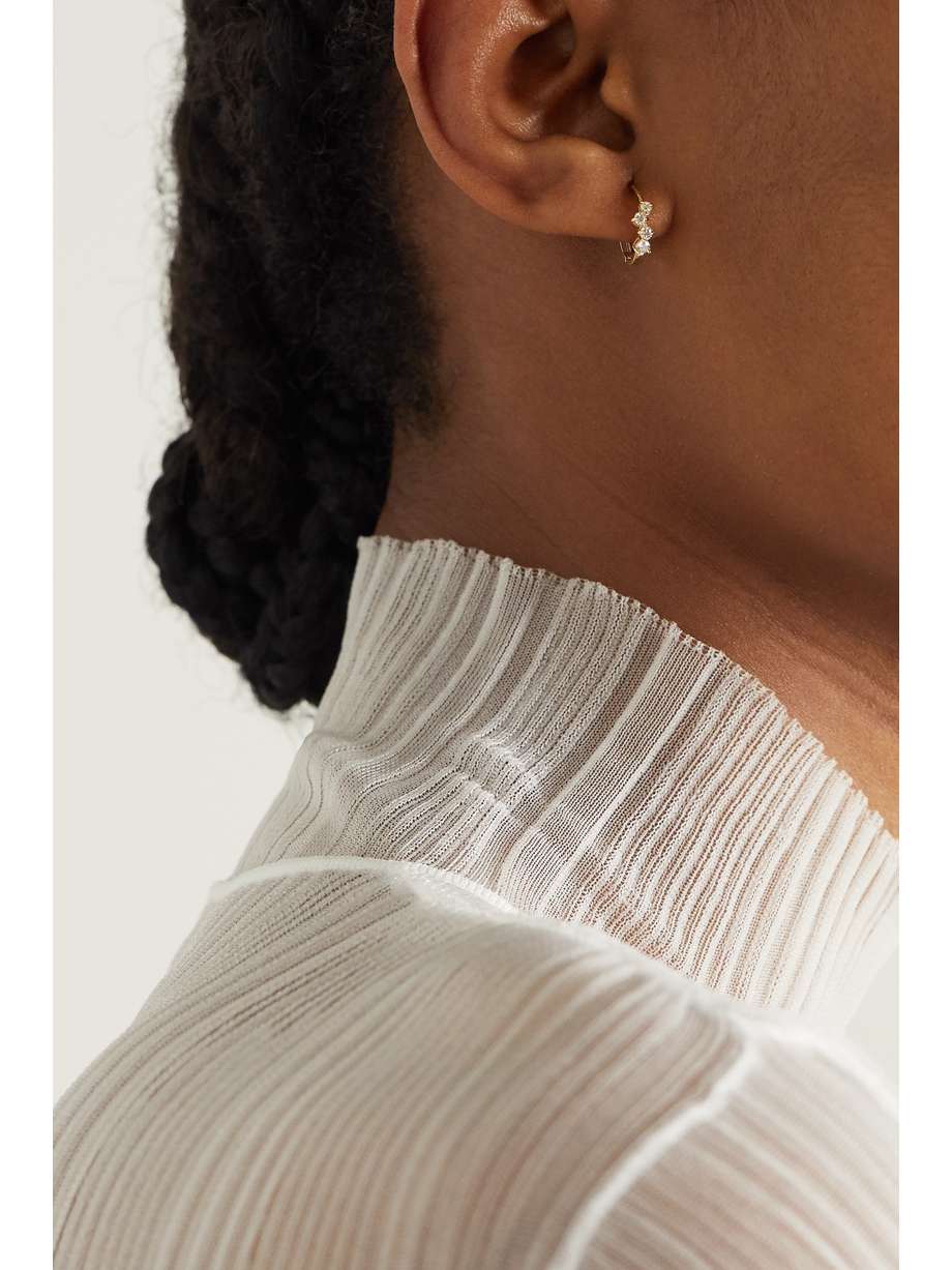 STONE AND STRAND Sparkle gold diamond hoop earring | NET-A-PORTER