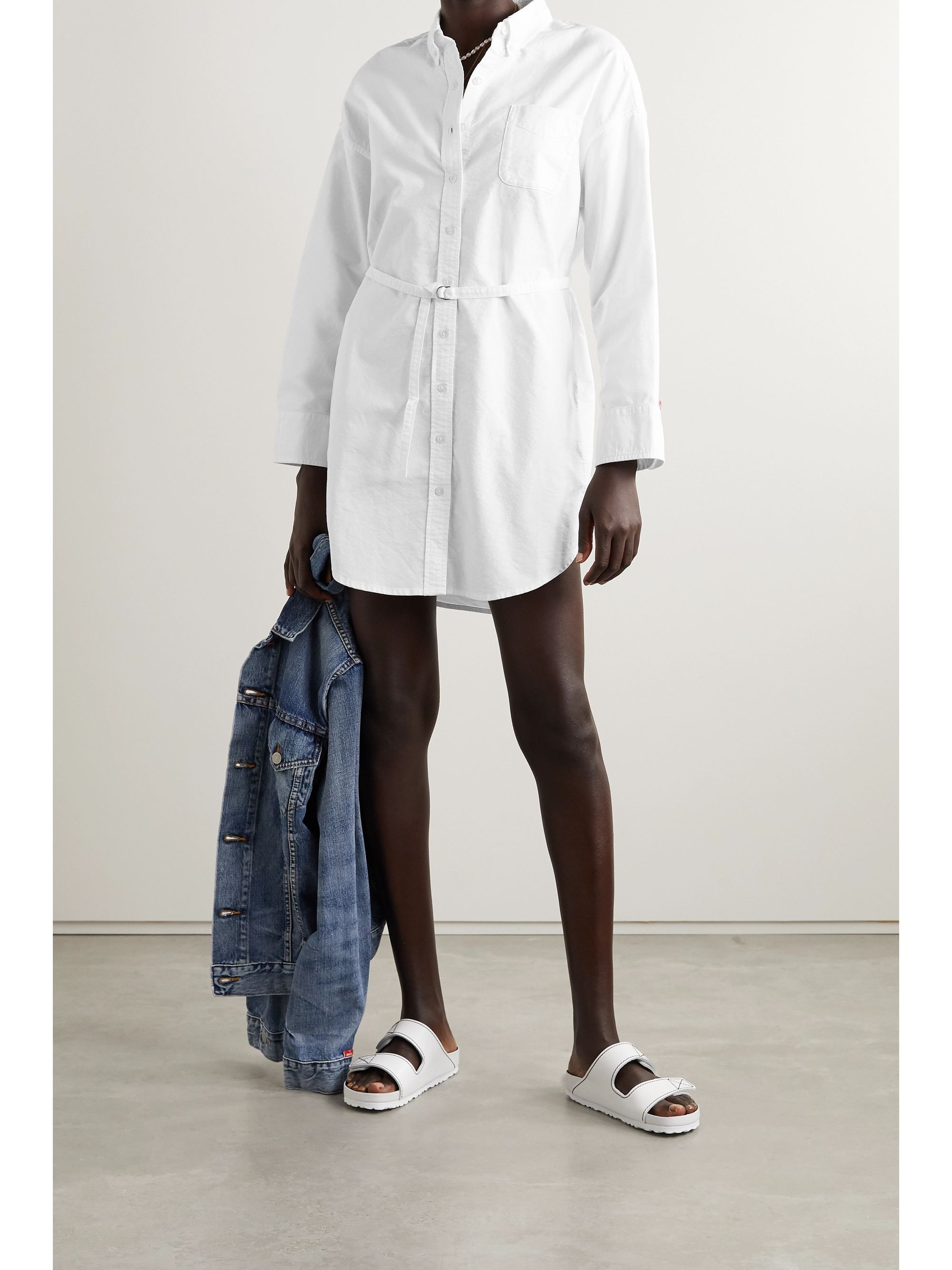 White Belted cotton-canvas shirt dress | DENIMIST | NET-A-PORTER