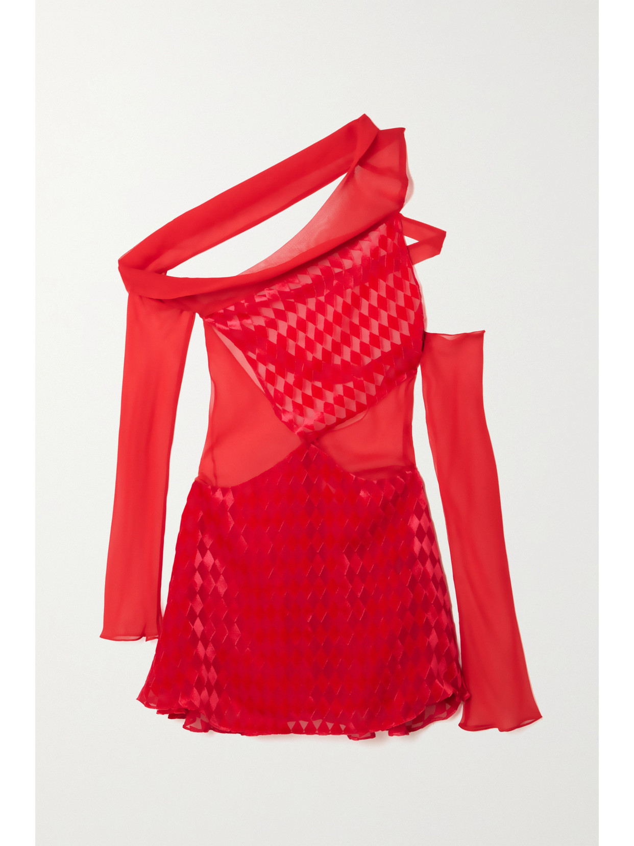 Maximilian - Nightfall Cutout Draped Devoré Silk-velvet And Chiffon ...