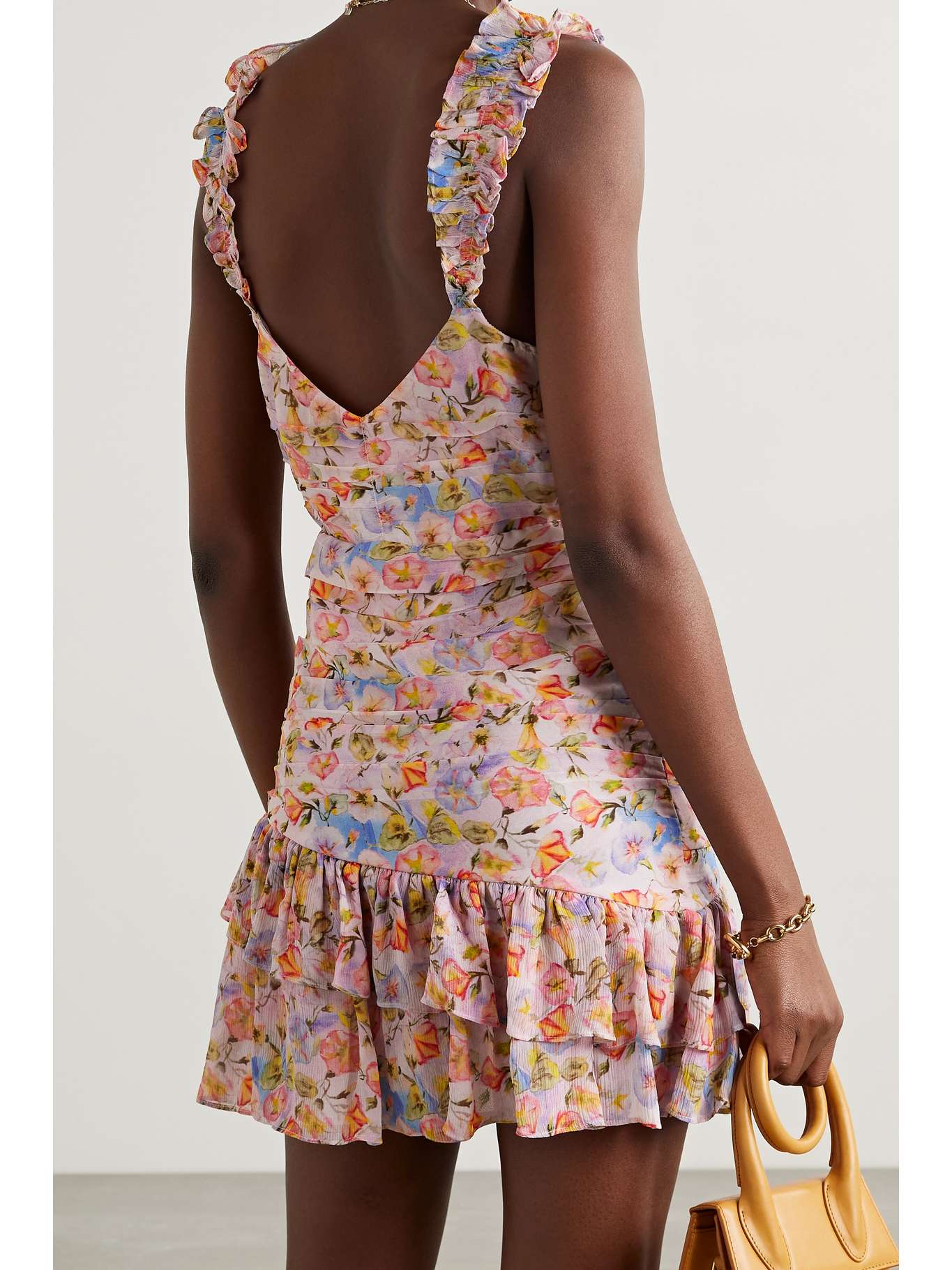LOVESHACKFANCY Desra ruffled floral-print crepon mini dress | NET-A-PORTER