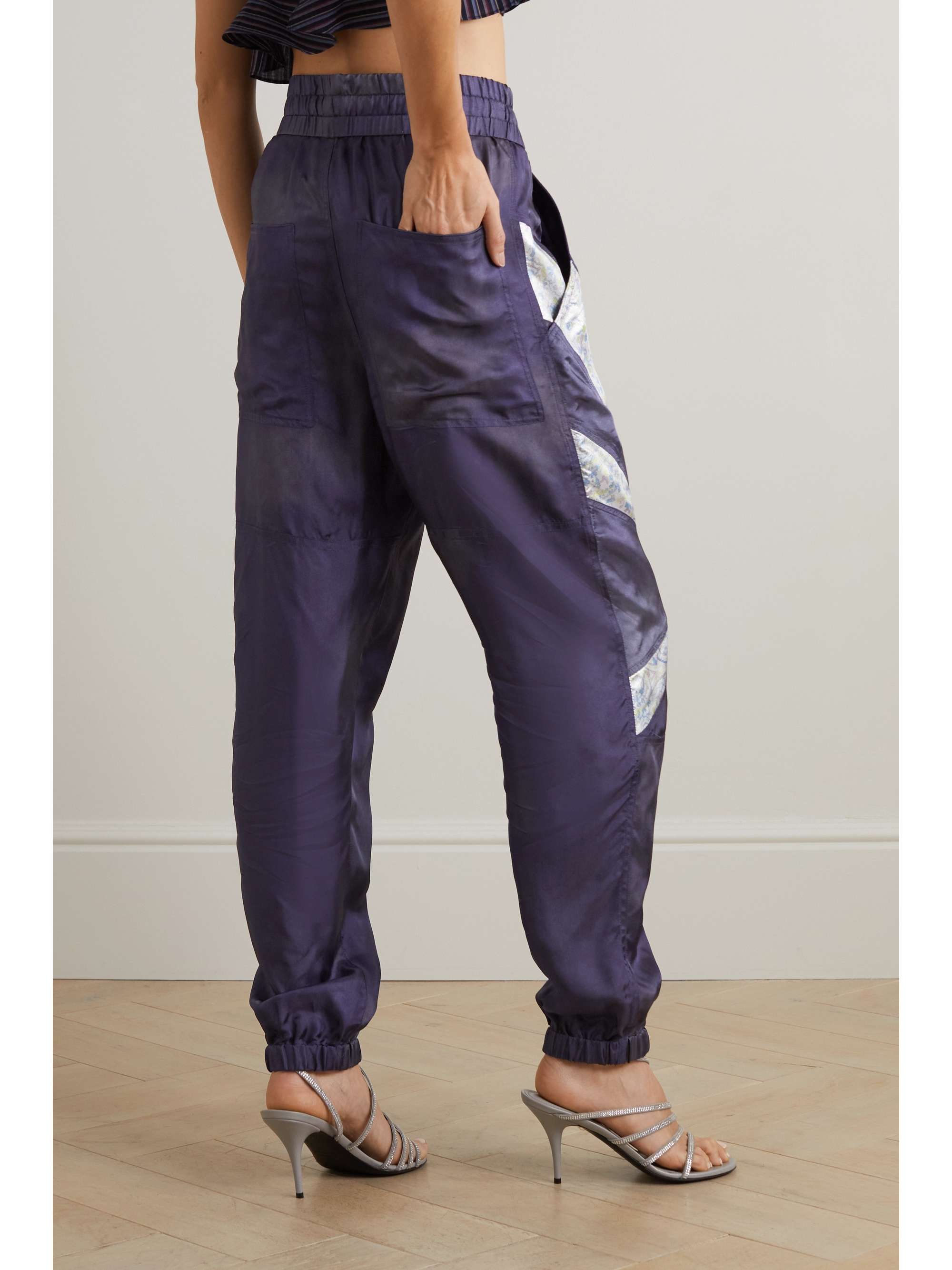 ISABEL MARANT Brinley paneled satin track pants | NET-A-PORTER