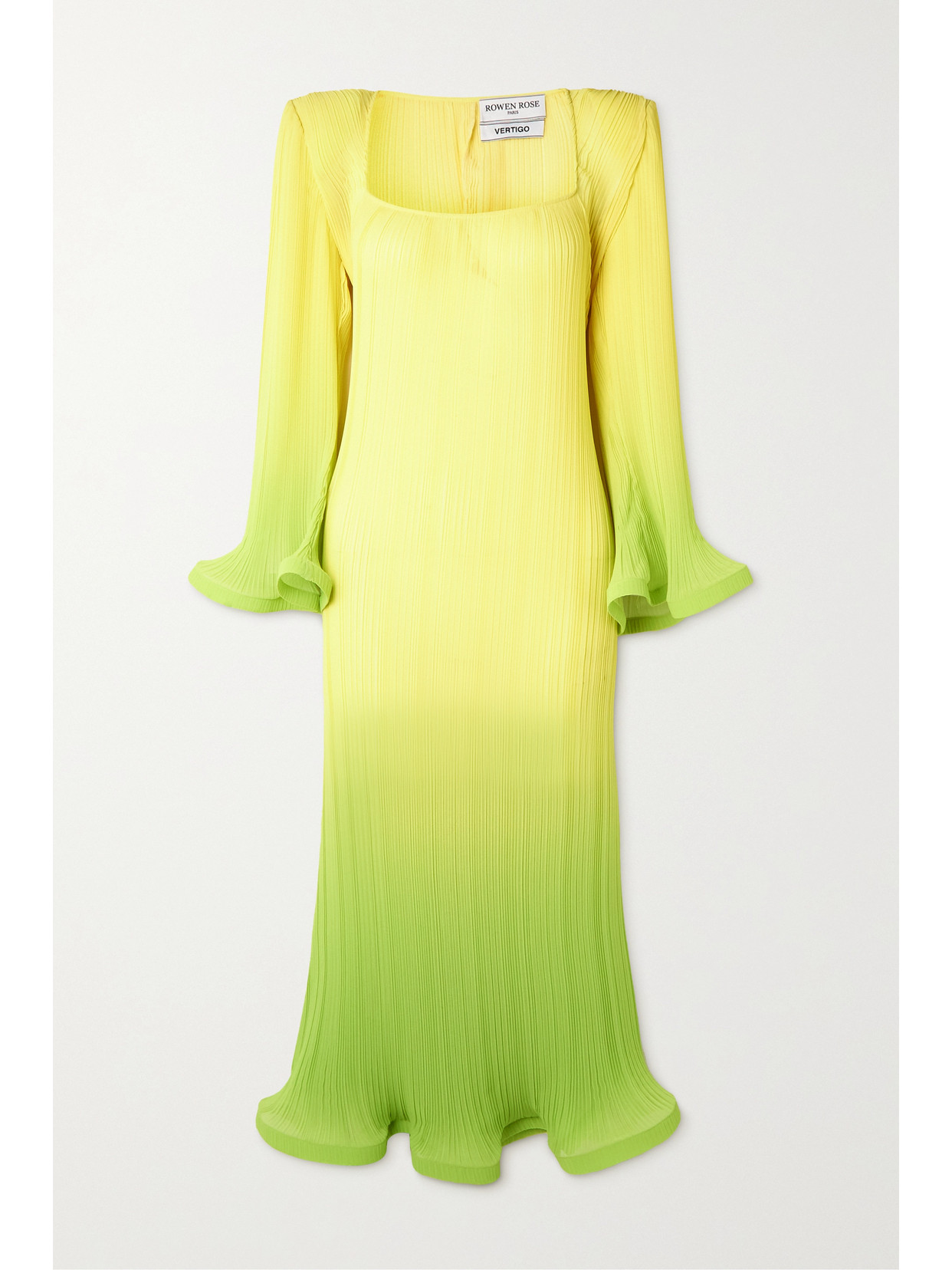 Rowen Rose Pleated Dégradé Georgette Midi Dress In Yellow | ModeSens
