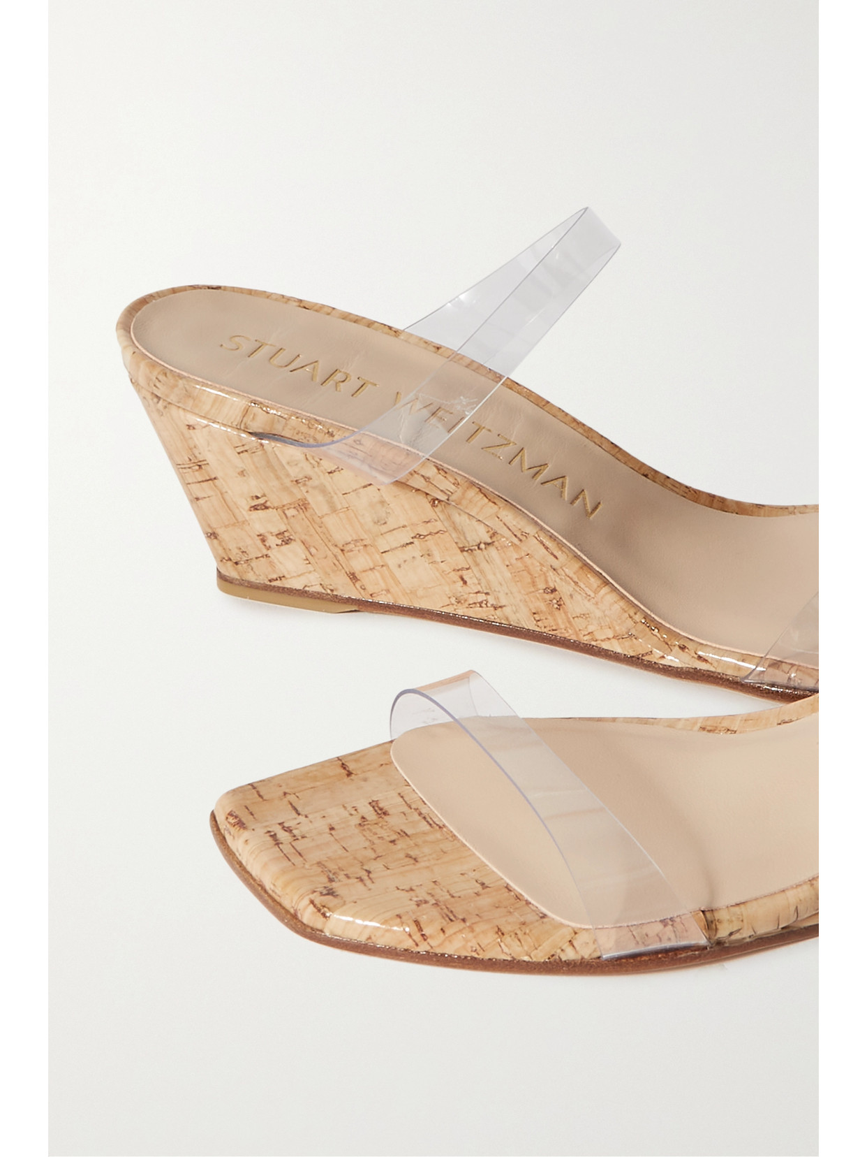 Stuart Weitzman Aleena Pvc Wedge Sandals In Clear Pvc Cork | ModeSens