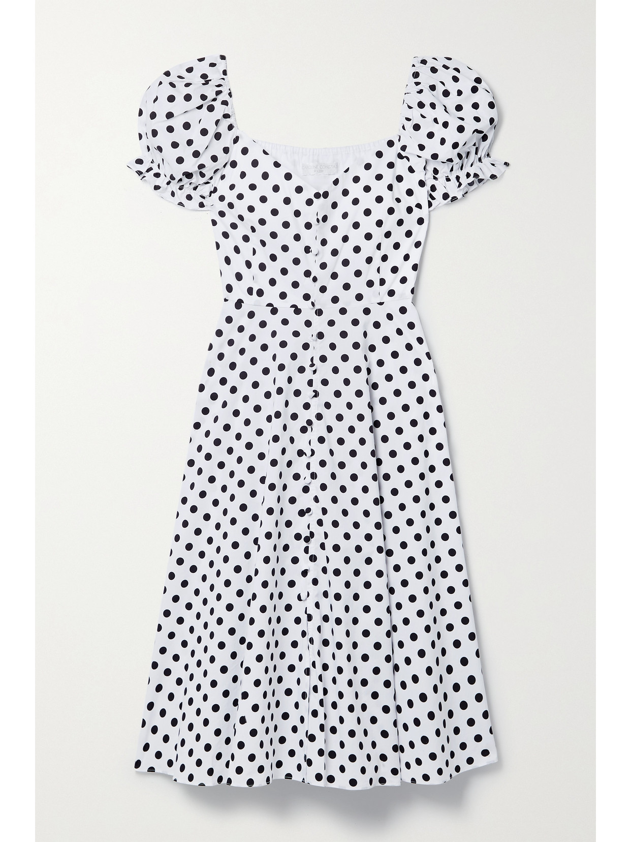 Caroline Constas Savannah Polka Dot Cotton Blend Poplin Midi Dress In