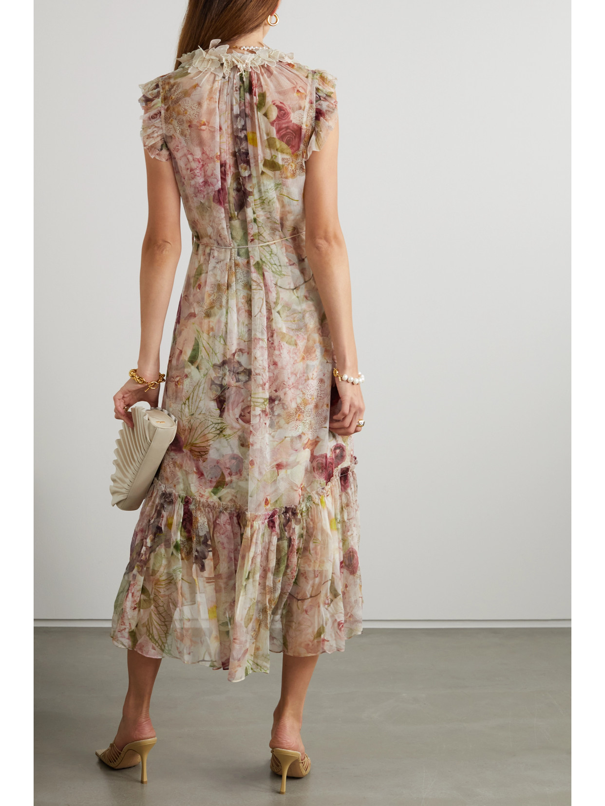 Zimmermann Dancer Flutter Belted Ruffled Floral-print Silk-chiffon Midi ...