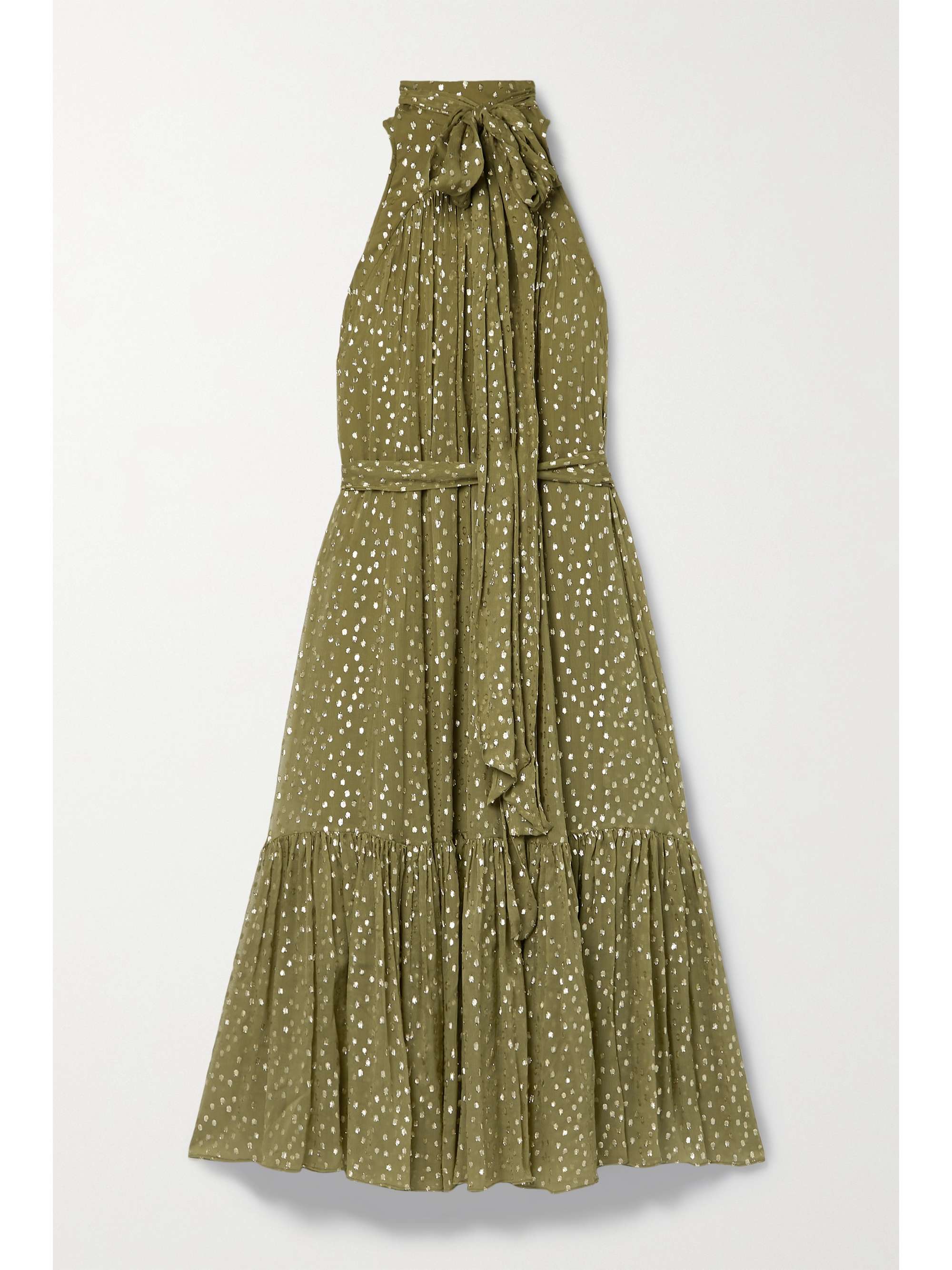 Zimmermann Dancer Belted Fil Coupé Silk And Lurex Blend Crepon Midi