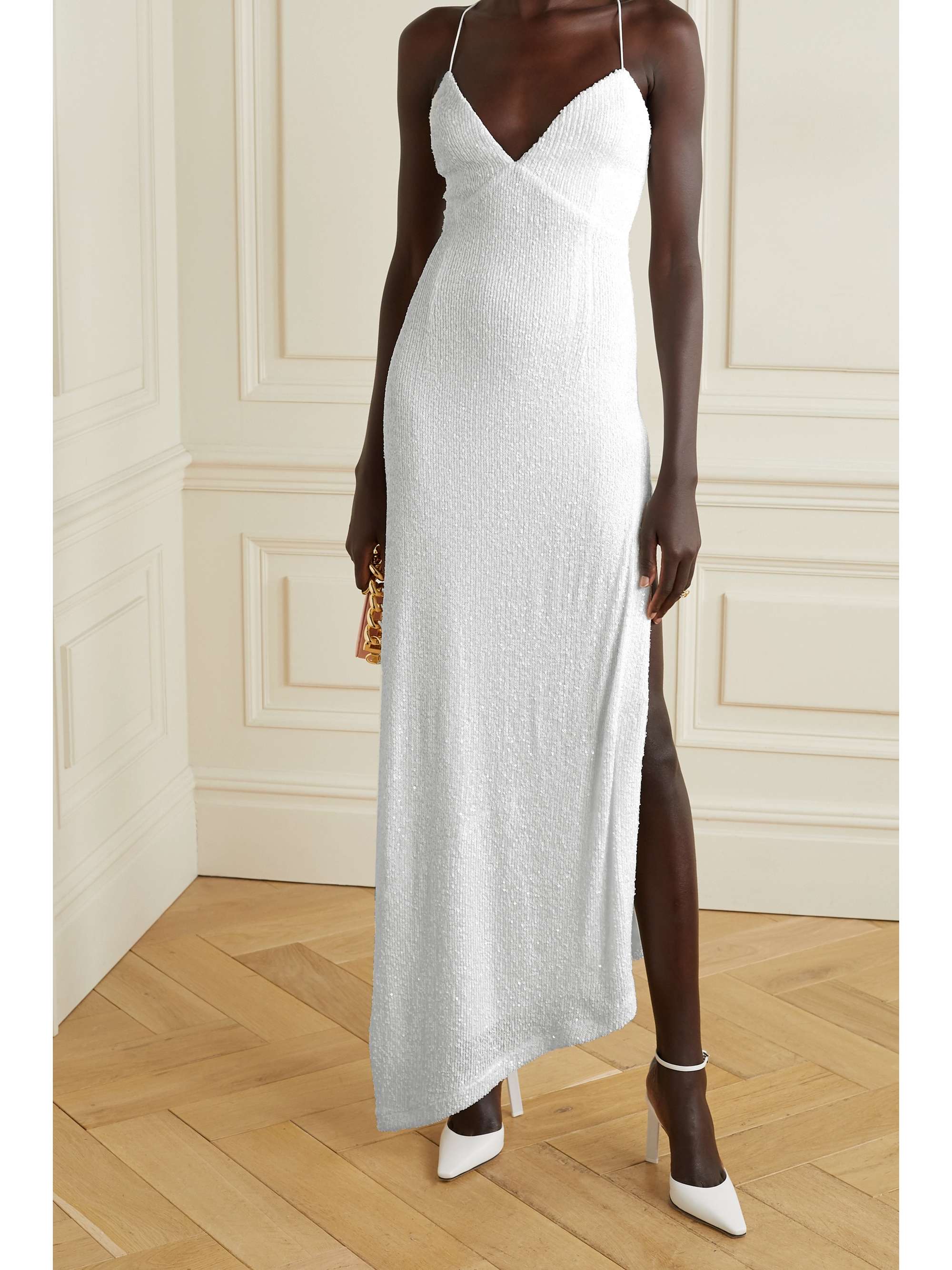 RETROFÊTE Violet asymmetric lace-up sequined stretch-tulle gown | NET-A ...