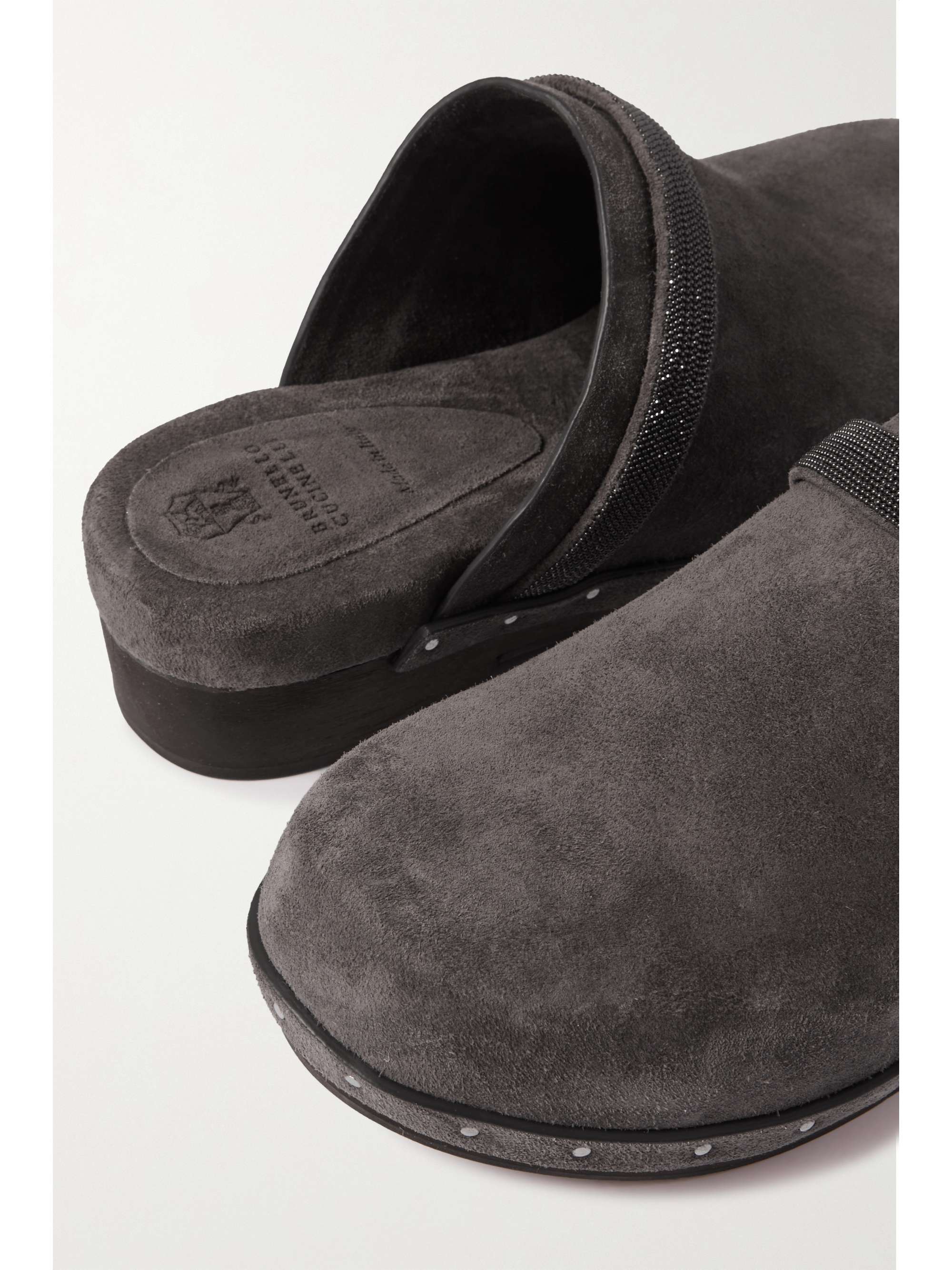 Black Bead-embellished suede clogs | BRUNELLO CUCINELLI | NET-A-PORTER