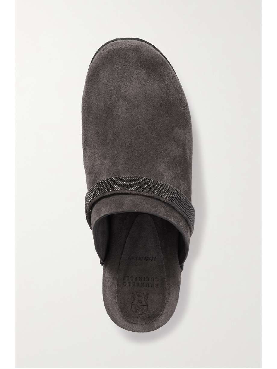 Black Bead-embellished suede clogs | BRUNELLO CUCINELLI | NET-A-PORTER