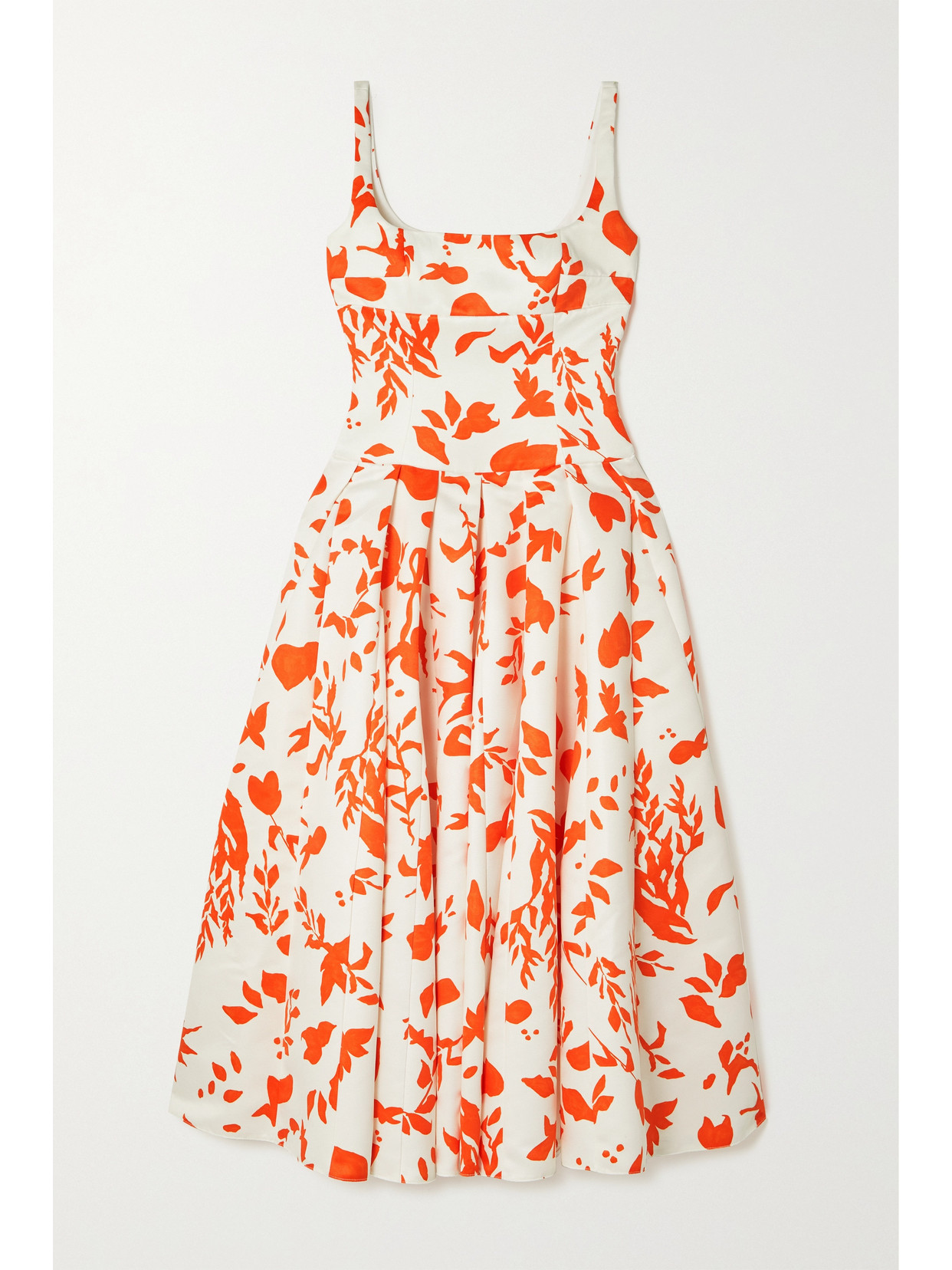 Emilia Wickstead Mindy Pleated Floral-print Faille Maxi Dress In Orange | ModeSens