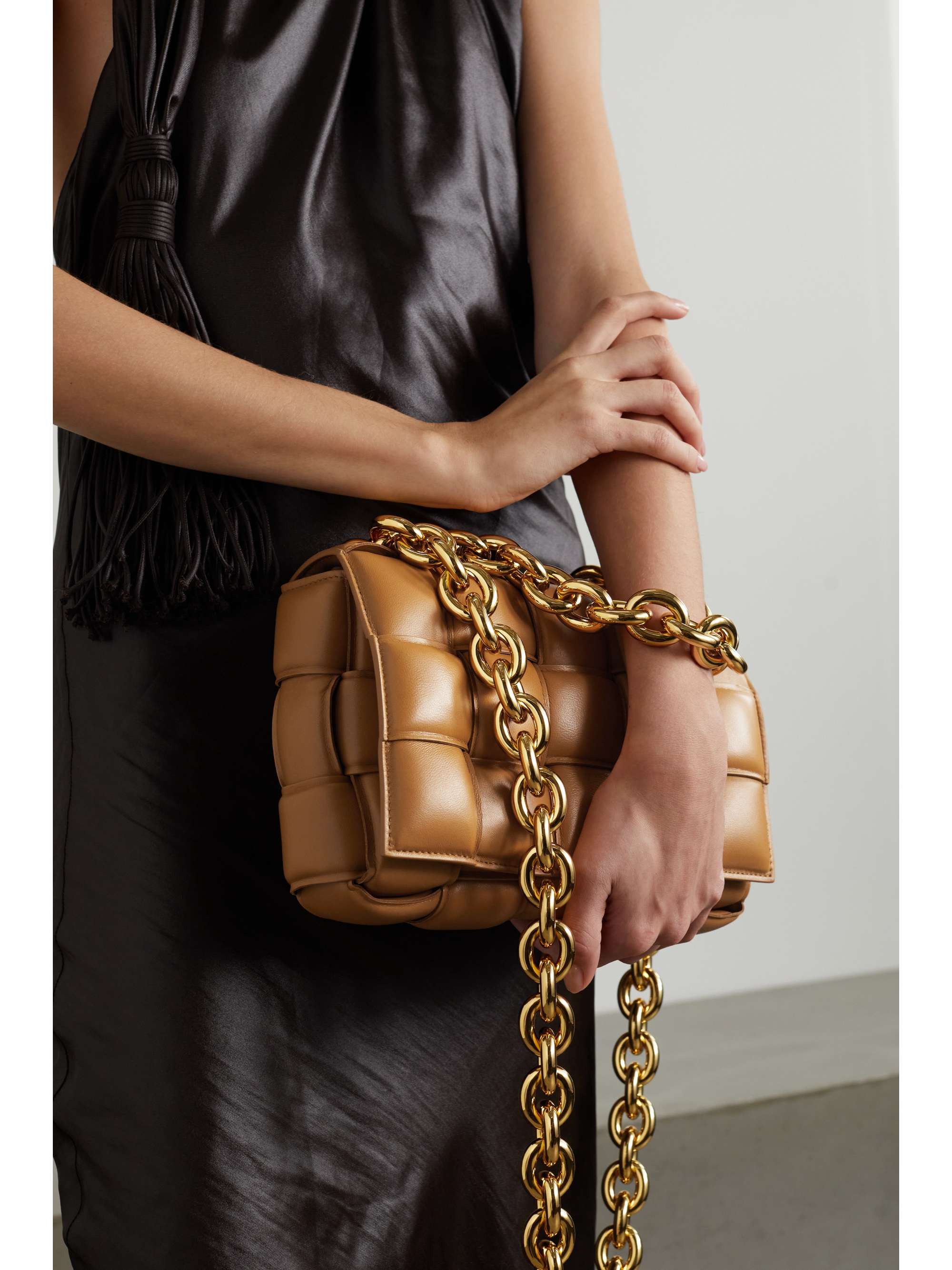 Tan Padded Chain Cassette Bag