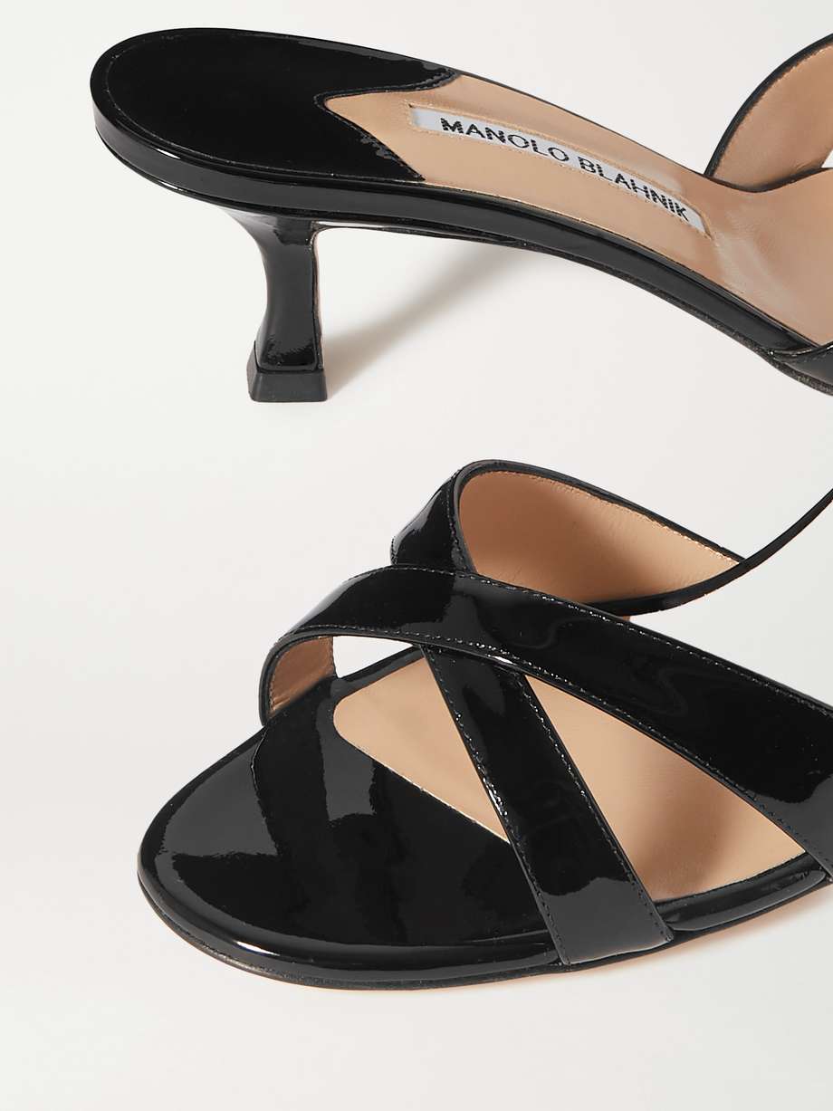 MANOLO BLAHNIK Callamu 50 patent-leather mules | NET-A-PORTER