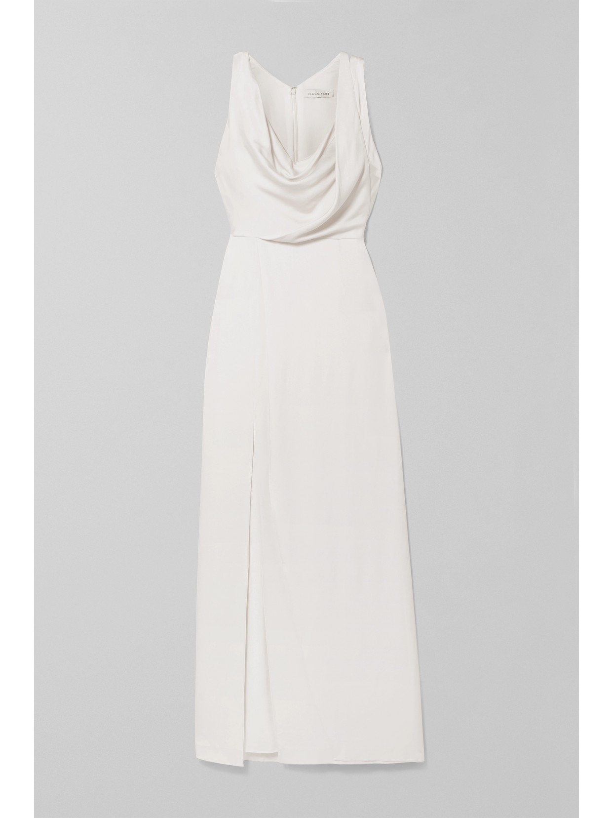Halston Heritage Draped Hammered-satin Gown In White | ModeSens